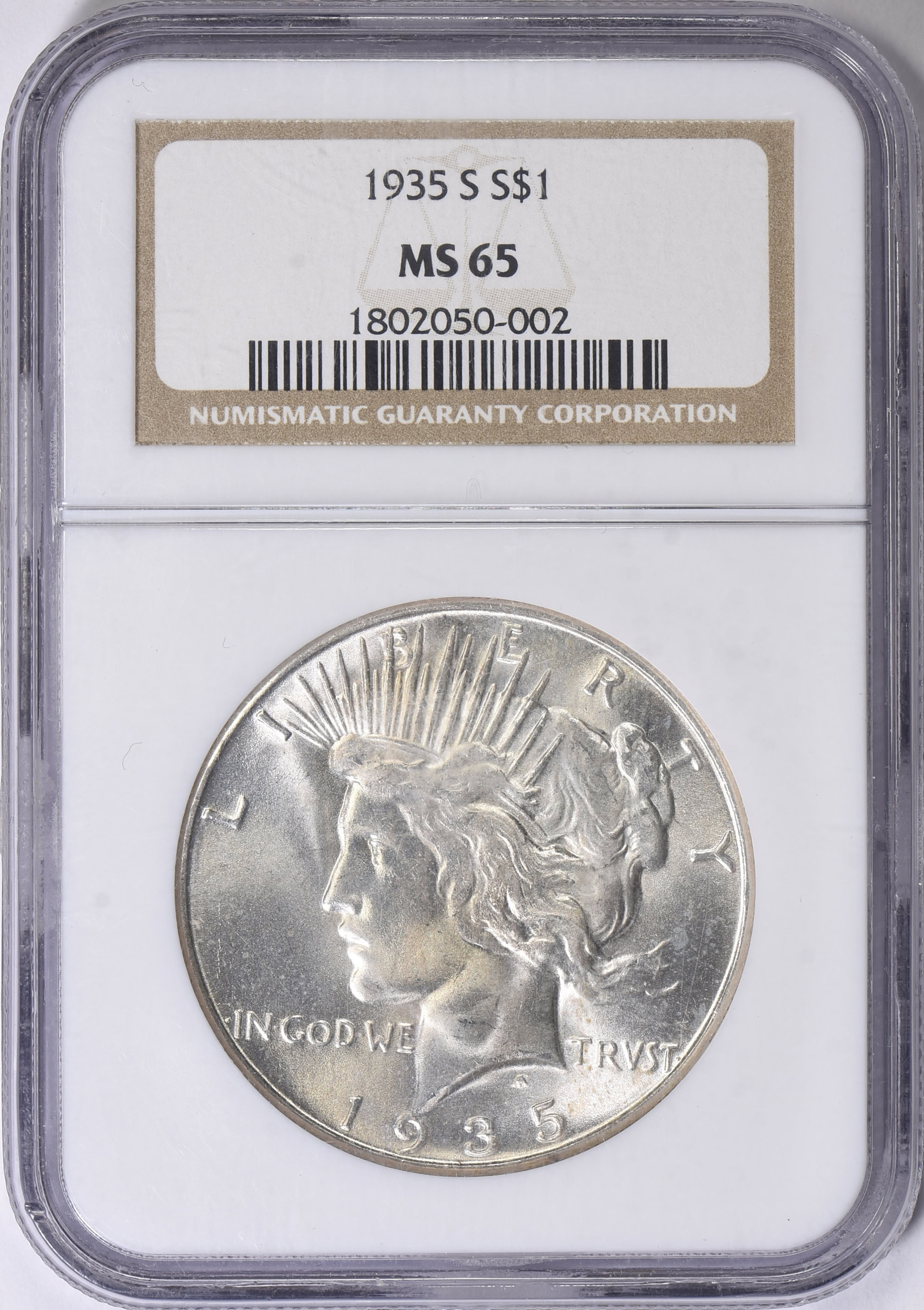 1935-S Peace Silver Dollar NGC MS-65 (Item 1720667) | GreatCollections Coin Auctions