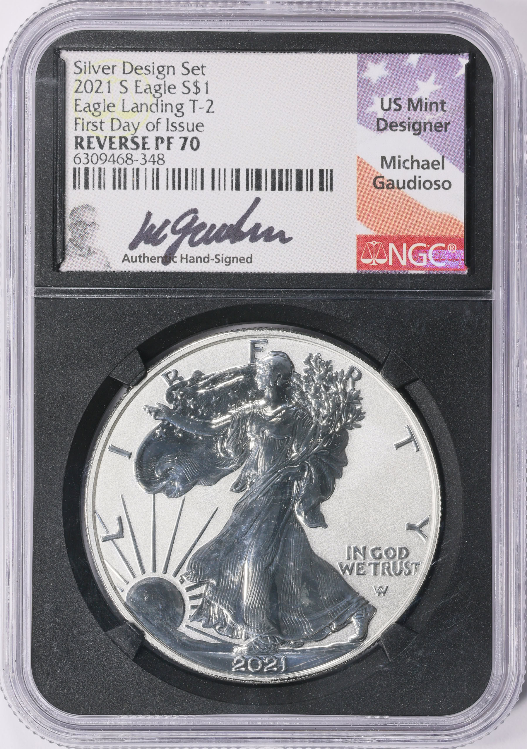 2021-S $1 Silver Eagle Type 2 Reverse Proof Designer Edition First Day of Issue NGC Proof-70 ...