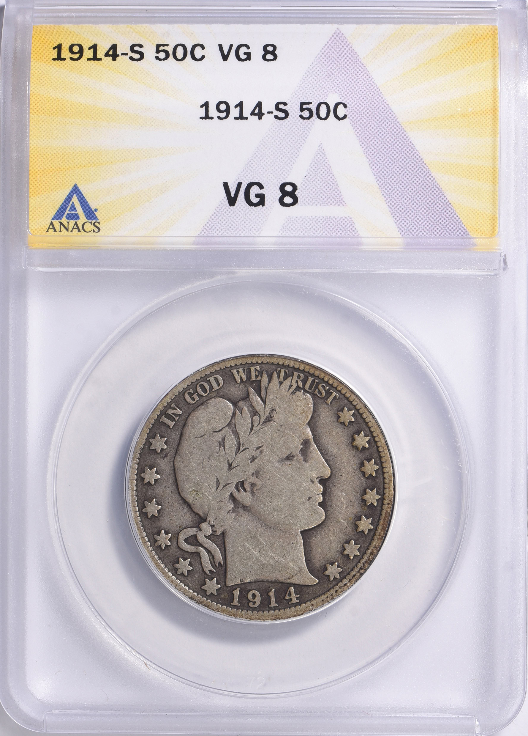 1914-S Barber Half Dollar ANACS VG-08 (Item 1720741) | GreatCollections Coin Auctions