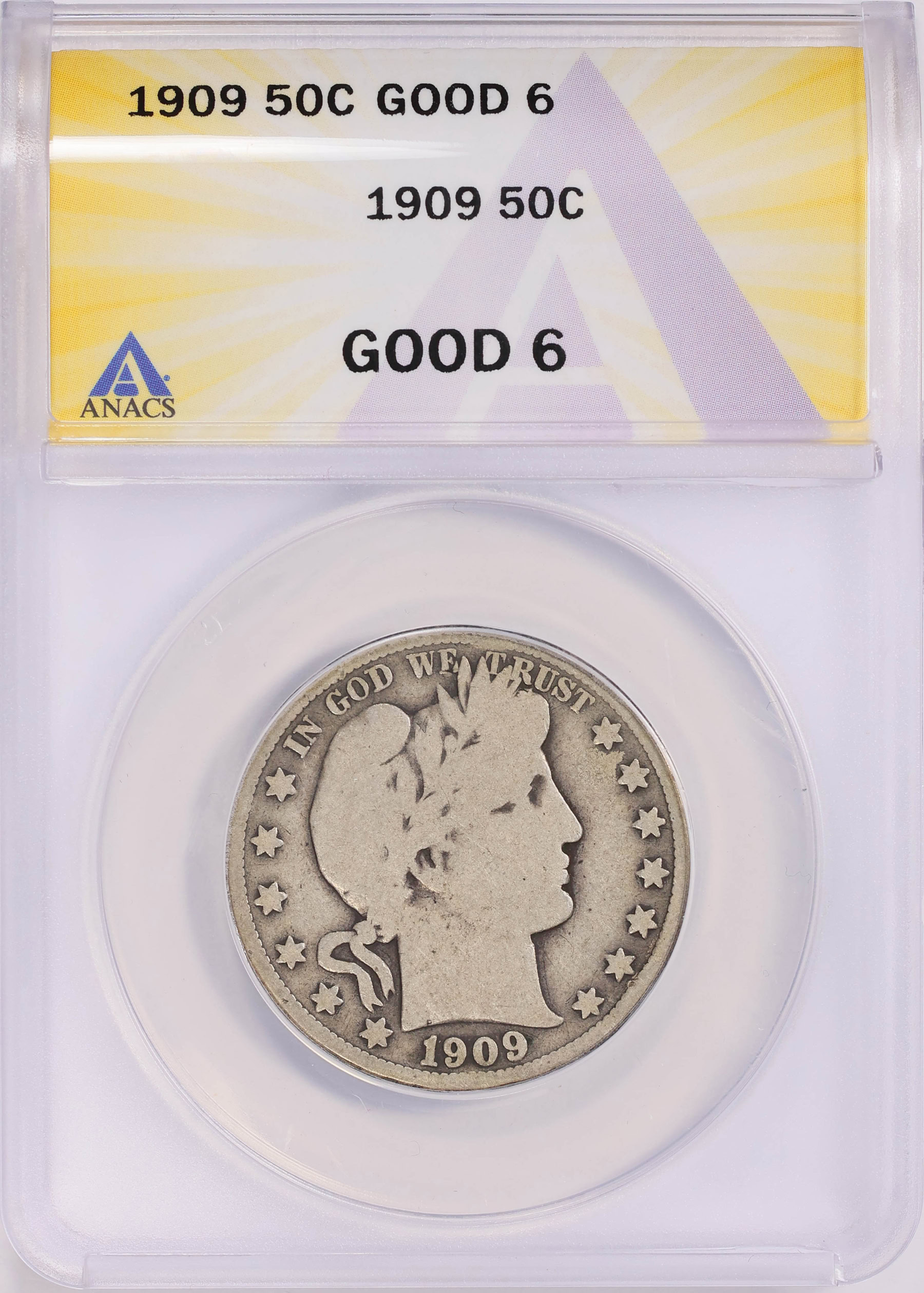 1909 Barber Half Dollar ANACS G-06 (Item 1720762) | GreatCollections Coin Auctions
