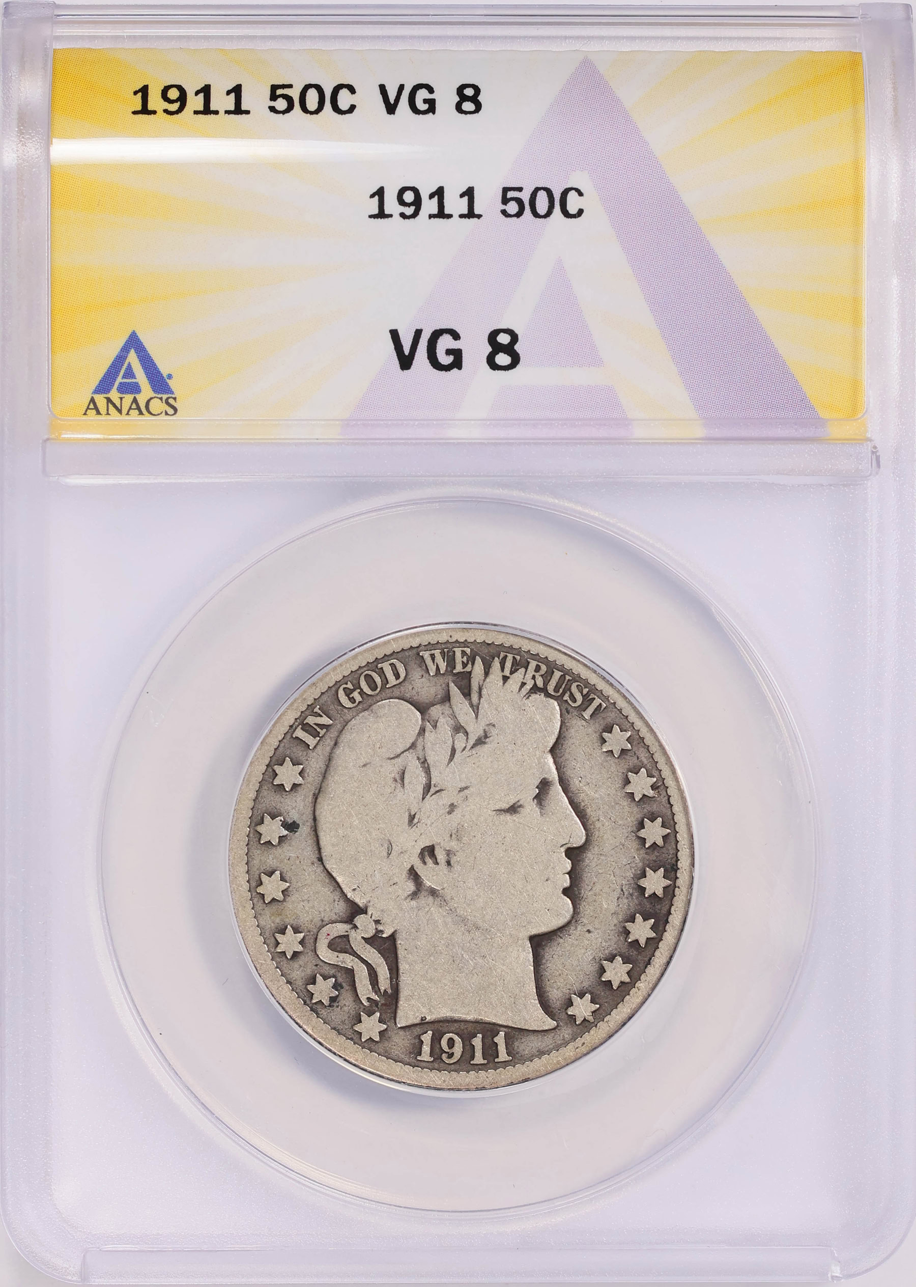 1911 Barber Half Dollar ANACS VG-08 (Item 1720764) | GreatCollections Coin Auctions