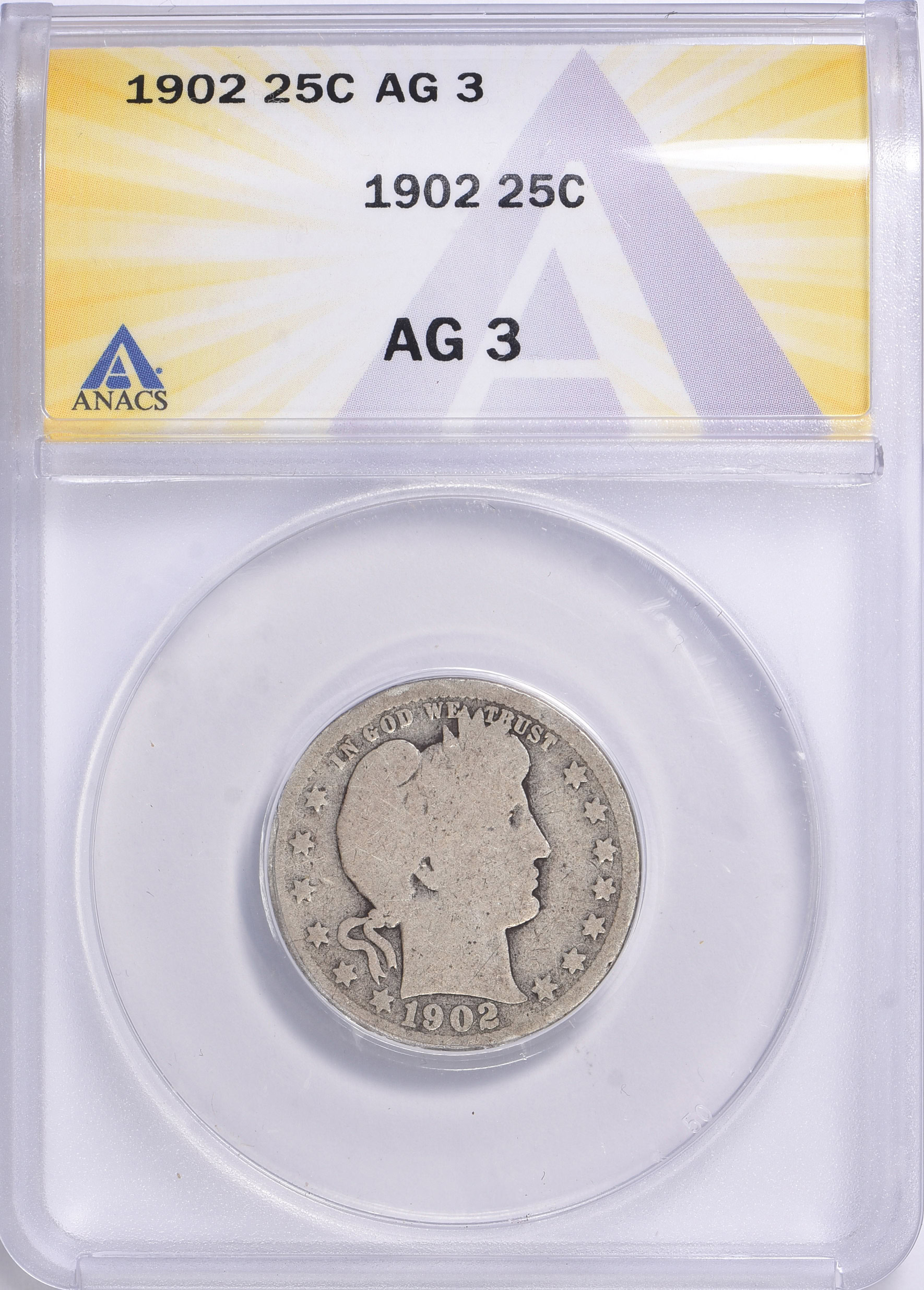 1902 Barber Quarter ANACS AG-03 (Item 1720804) | GreatCollections Coin Auctions