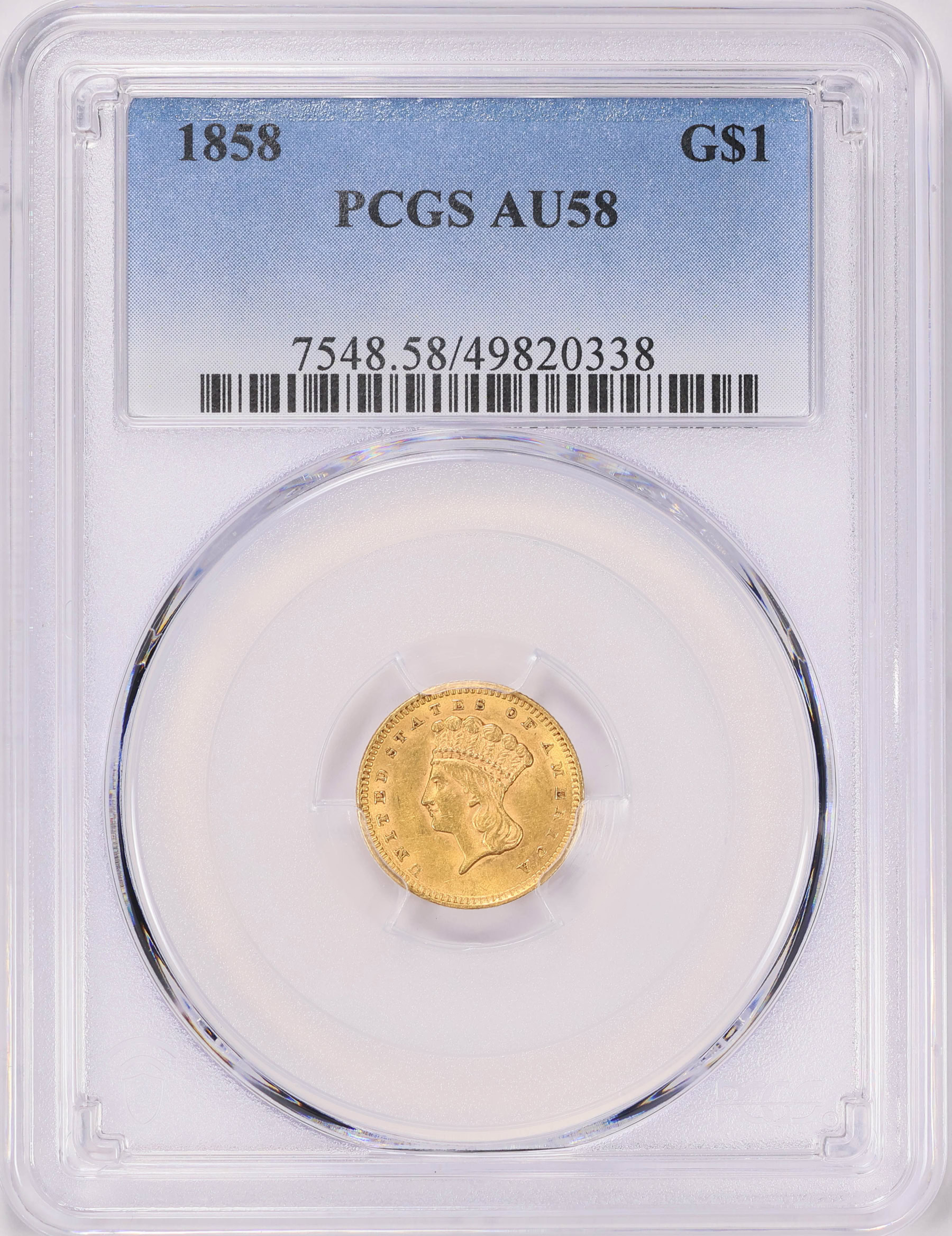 1858 Indian Princess Gold Dollar PCGS AU-58 (Item 1720882 ...