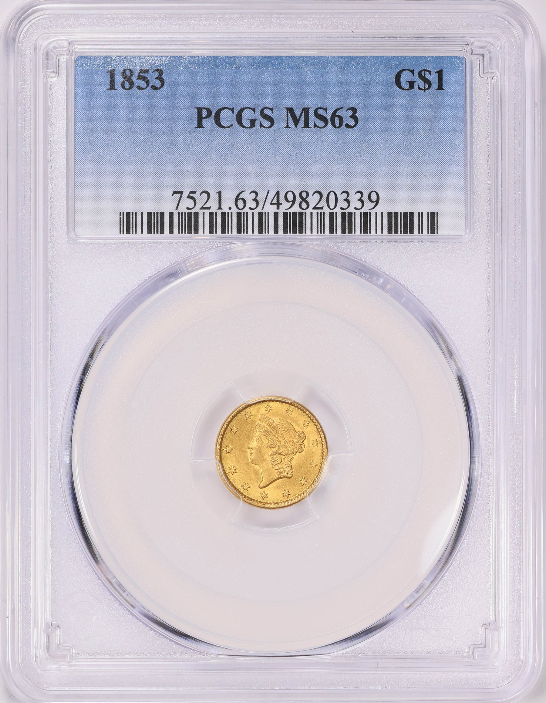 1853 Liberty Gold Dollar PCGS MS-63 (Item 1720883) | GreatCollections ...