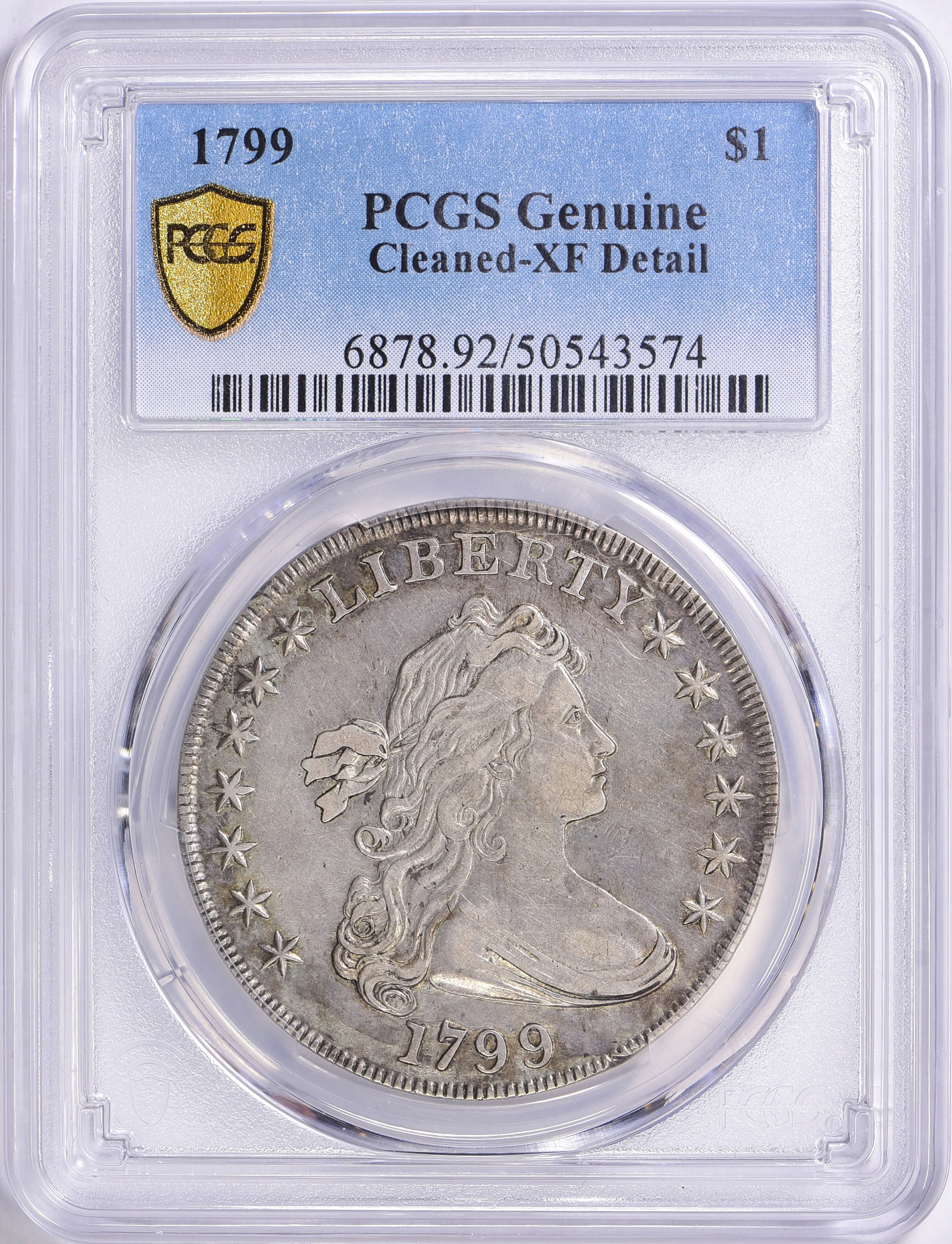 1799 Draped Bust Silver Dollar PCGS Genuine XF Details (Item 1720940) | GreatCollections Coin ...
