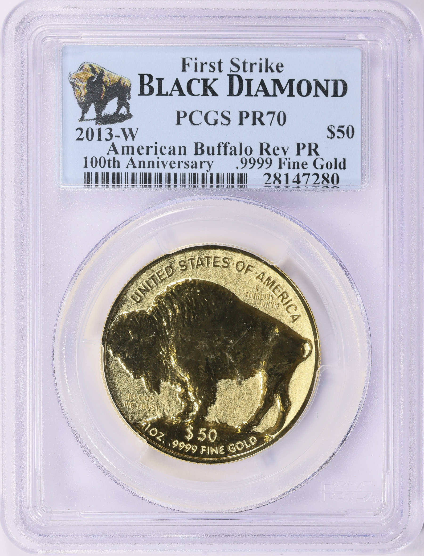2013-W $50 One-Ounce Gold American Buffalo Reverse Proof First Strike PCGS Proof-70 (Black ...