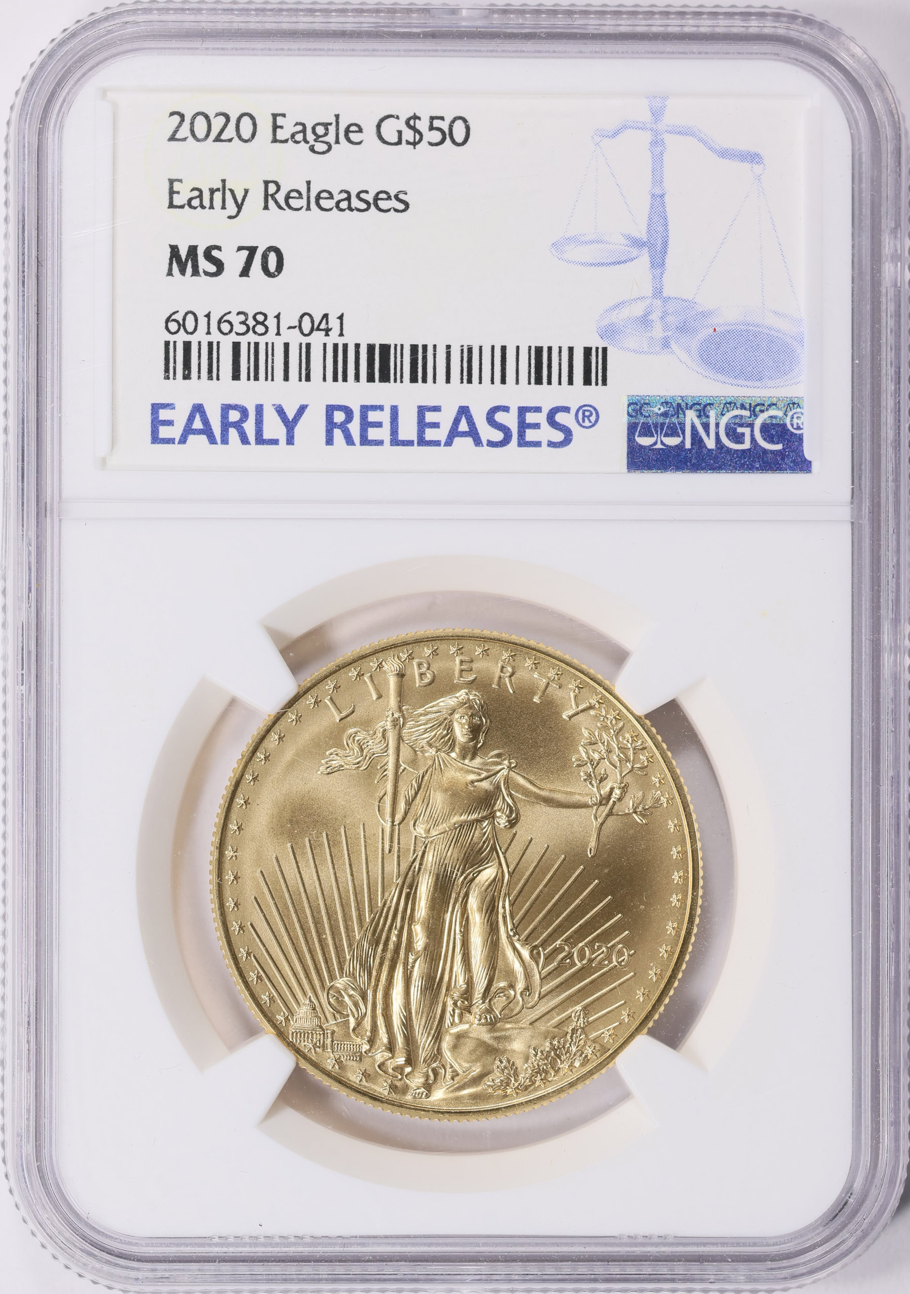 2020 $50 One-Ounce Gold American Eagle Early Releases NGC MS-70 (Item 1721020 ...