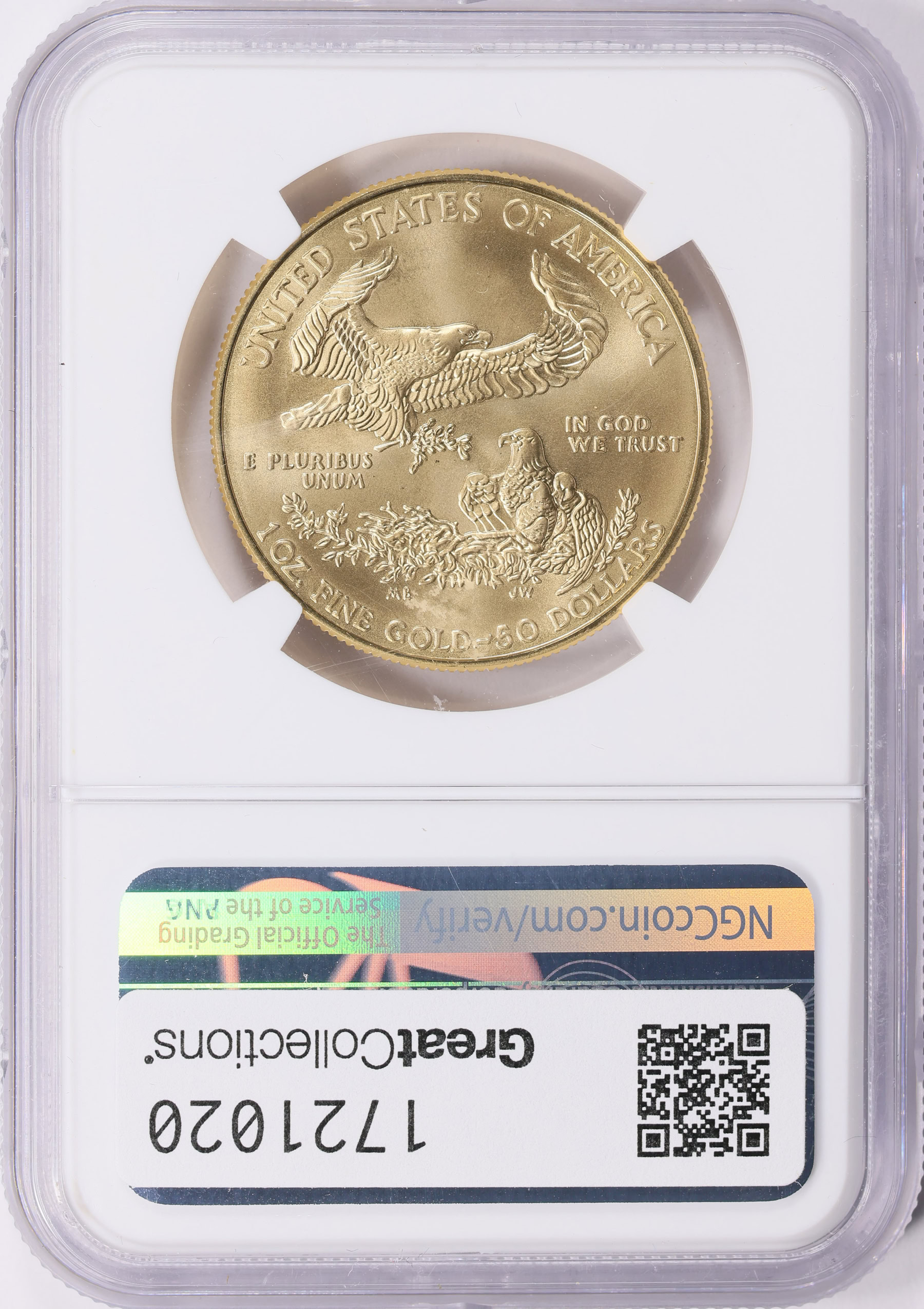 2020 $50 One-Ounce Gold American Eagle Early Releases NGC MS-70 (Item 1721020 ...