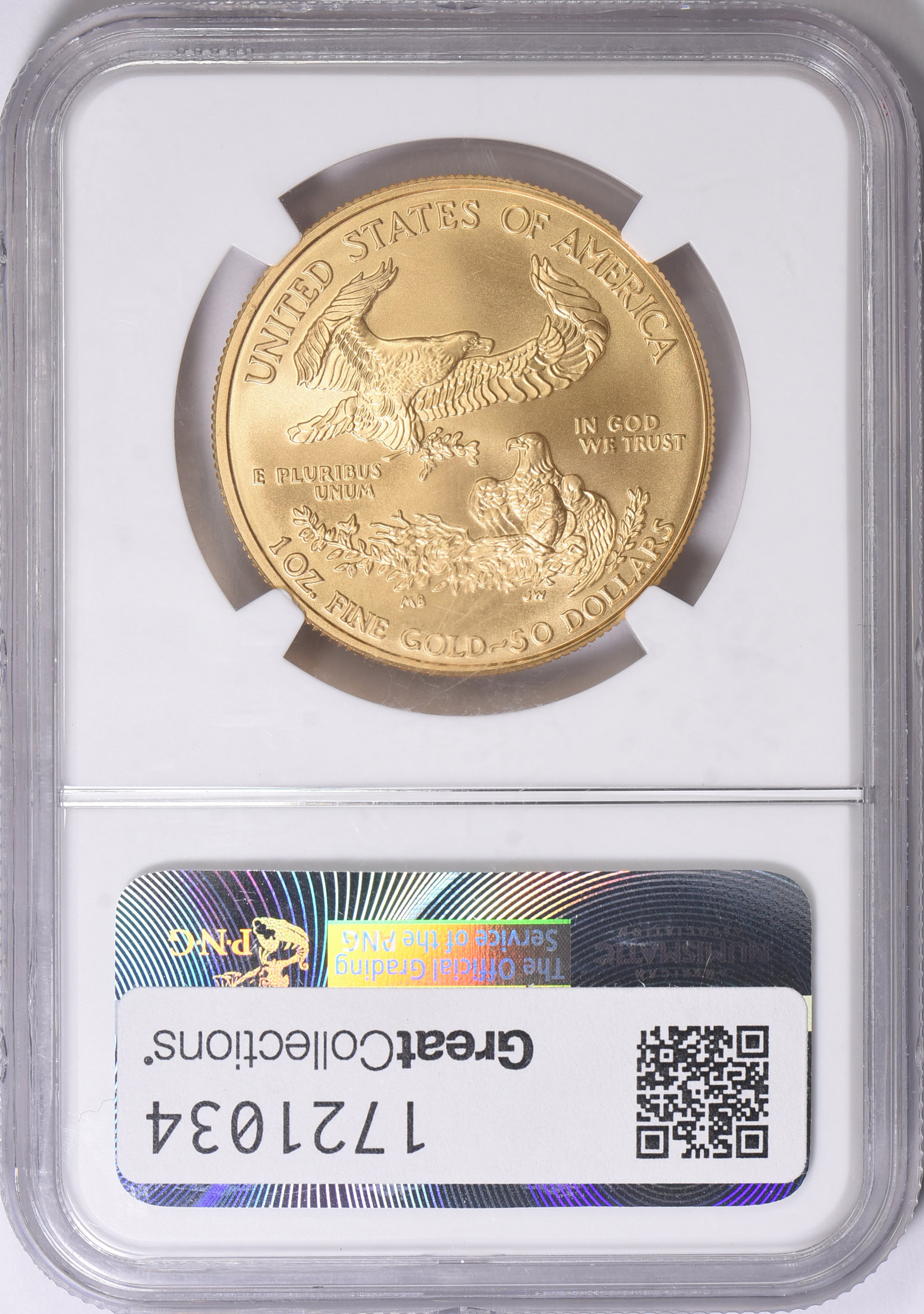2008-W $50 One-Ounce Gold American Eagle Burnished NGC MS-70 (Item 1721034) | GreatCollections ...