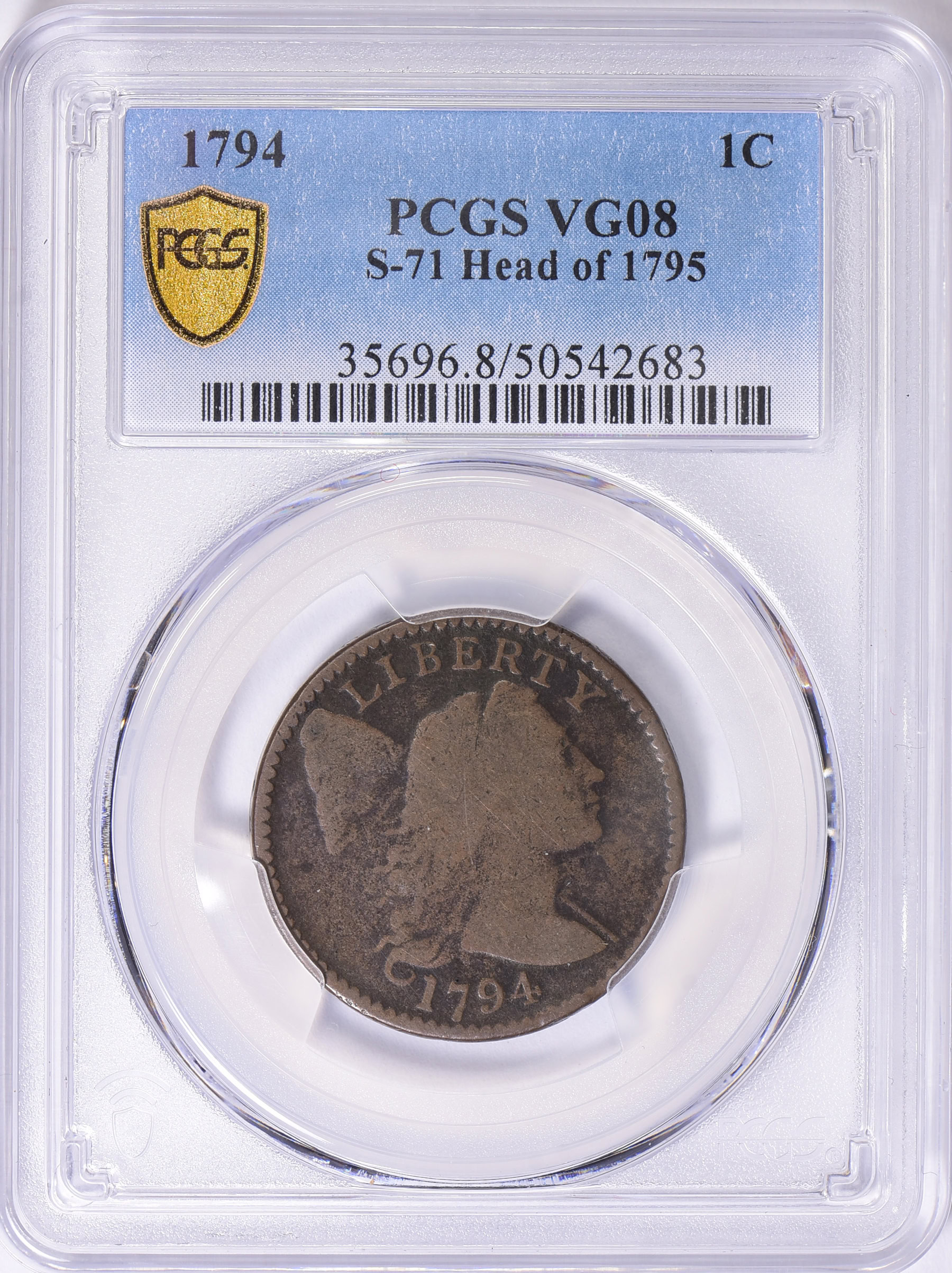 1794 Liberty Cap Cent Head of 1795 Sheldon 71 PCGS VG-08 BN (Item ...