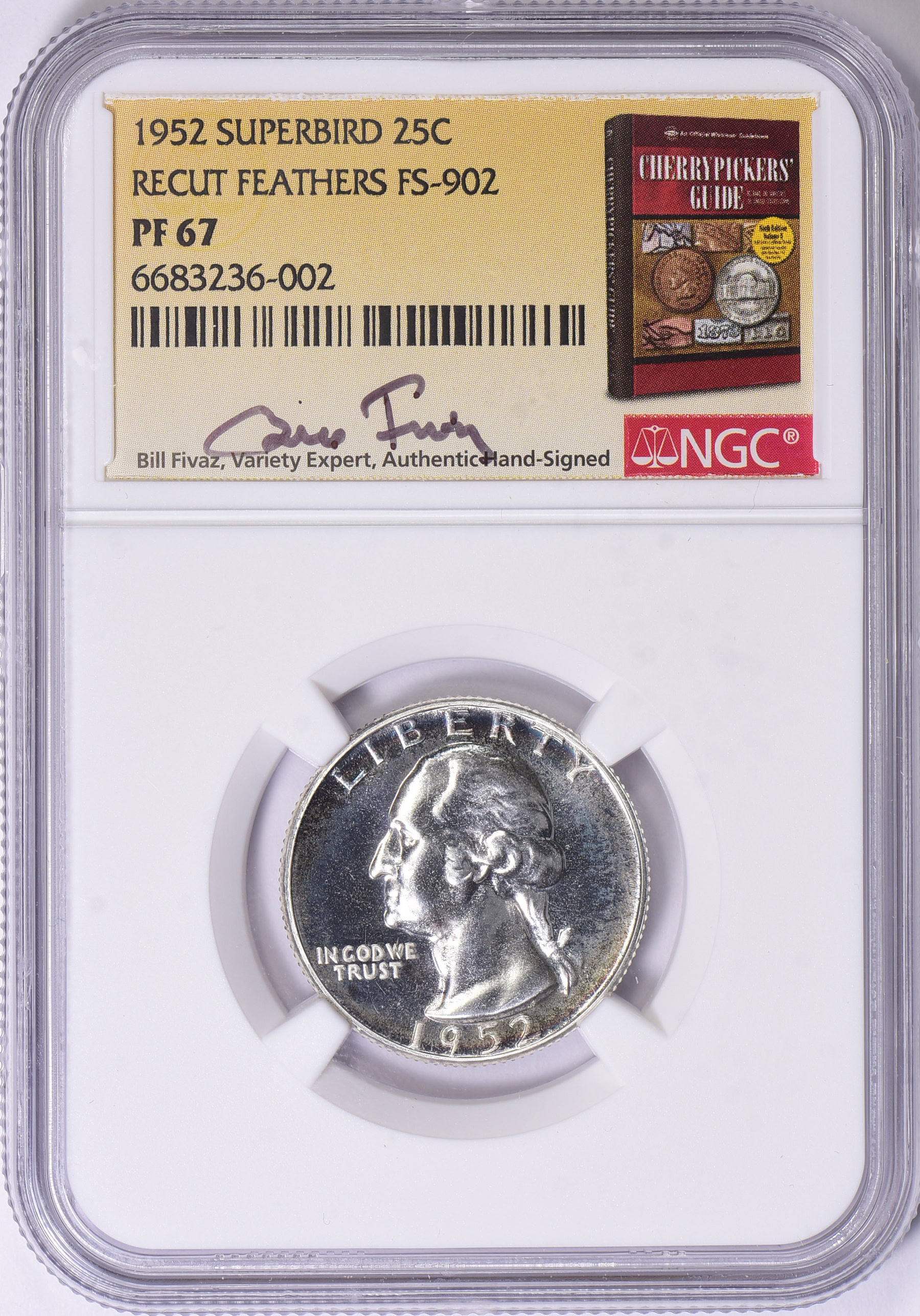 1952 Washington Quarter Superbird FS-902 NGC Proof-67 (Bill Fivaz ...