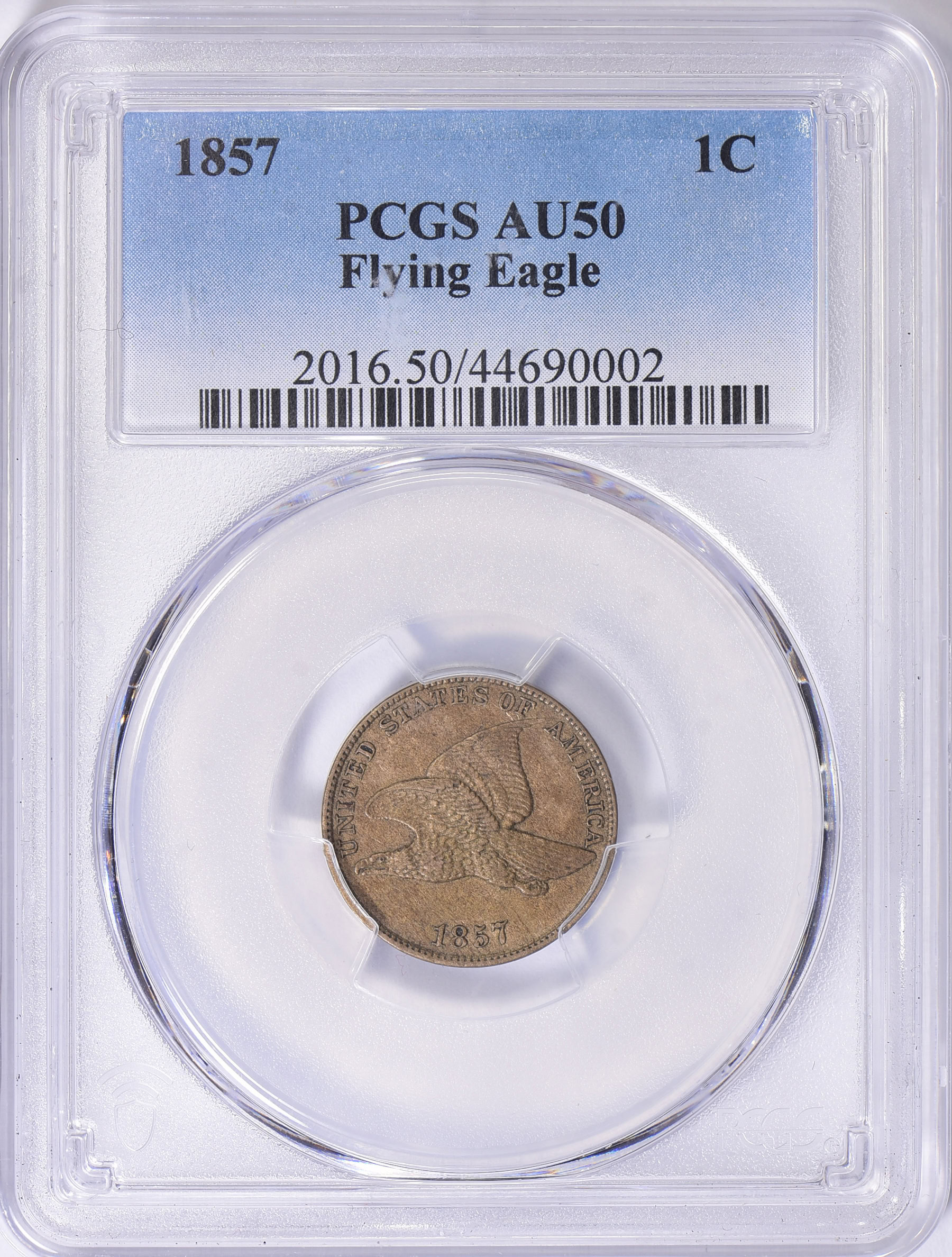 1857 Flying Eagle Cent PCGS AU-50 (Item 1721155) | GreatCollections Coin Auctions