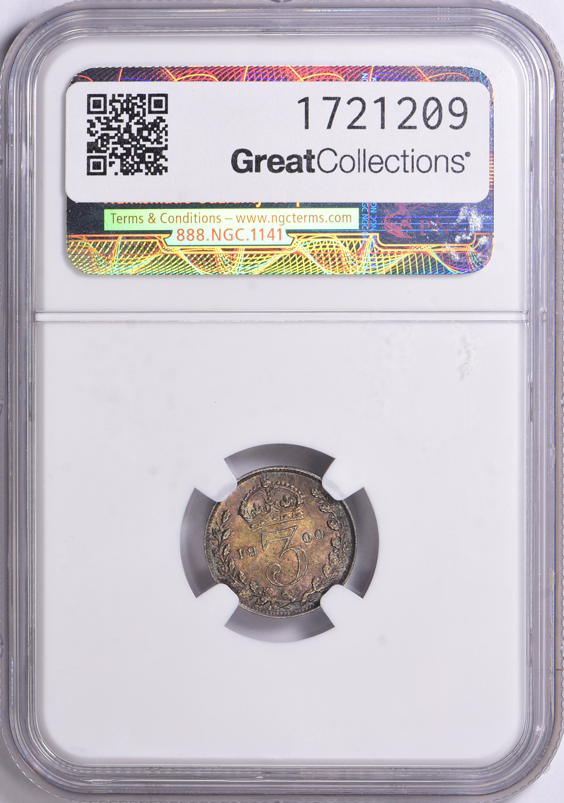 Great Britain 1900 Silver 3 Pence KM-777 NGC MS-64 (Toned) (Item ...