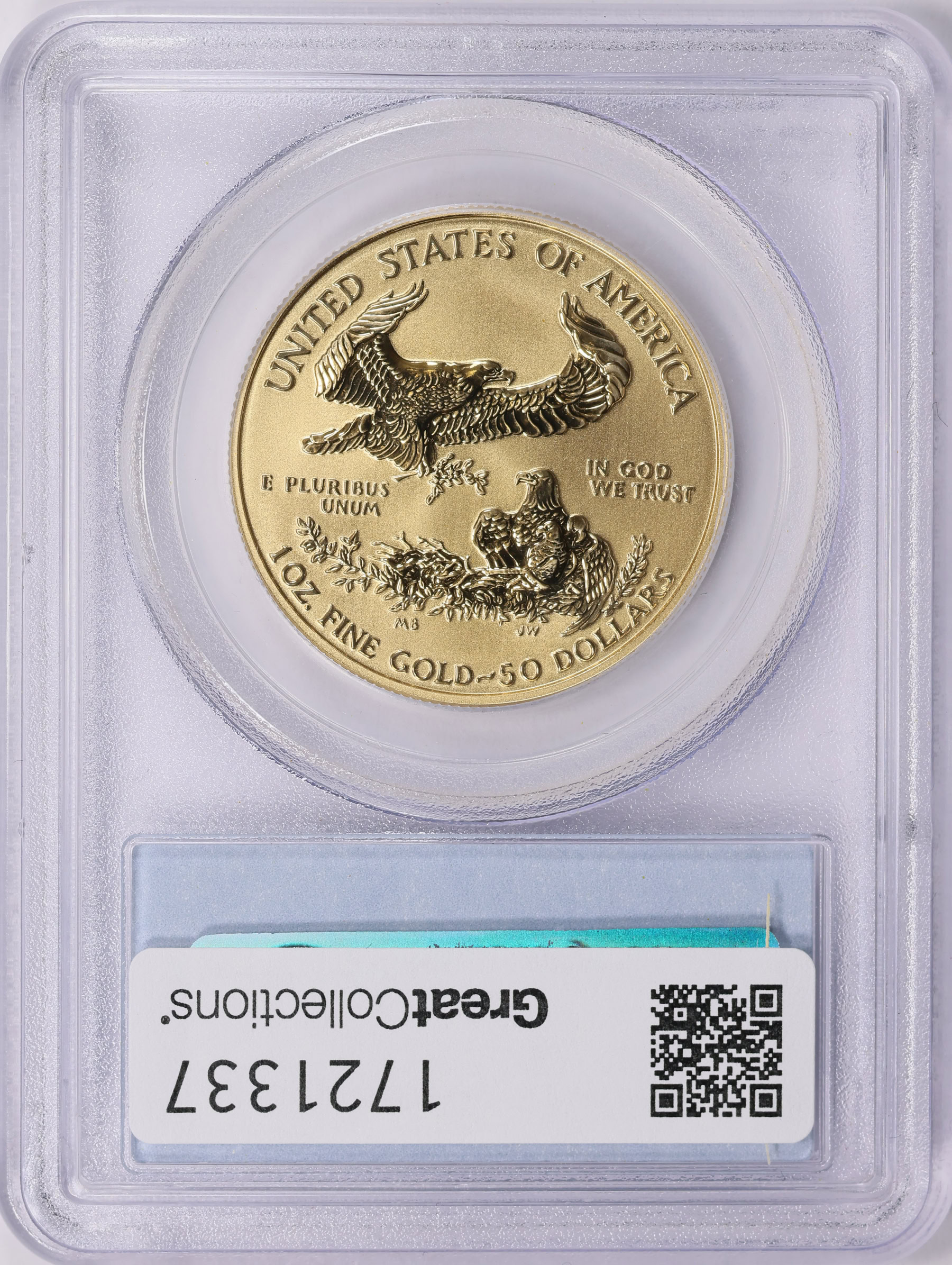 2006-W $50 One-Ounce Gold American Eagle 20th Anniversary Reverse Proof PCGS Proof-70 (Item ...