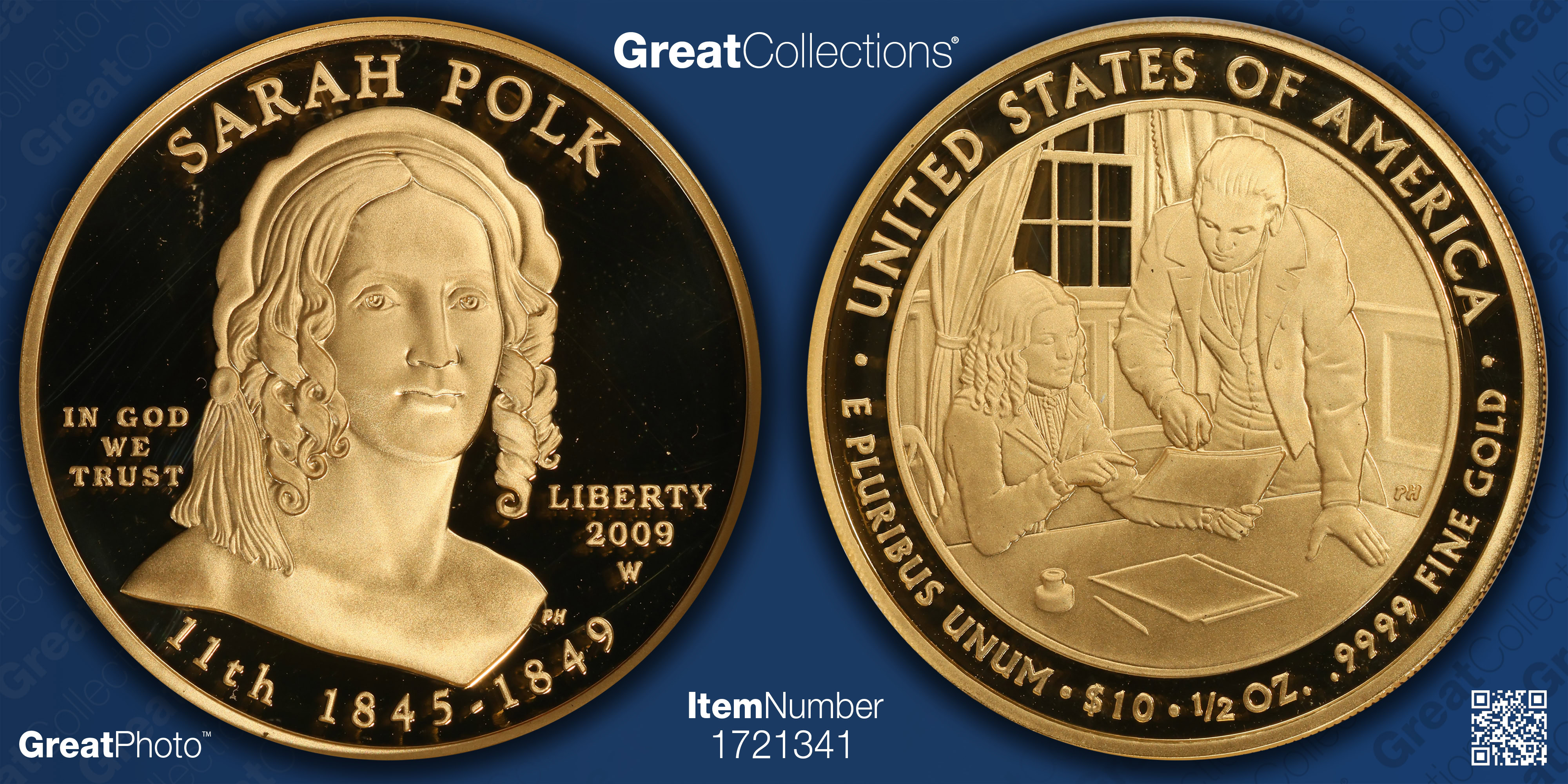 2009-W First Spouse $10 Gold Sarah Polk NGC Proof-70 UC (Item 1721341 ...