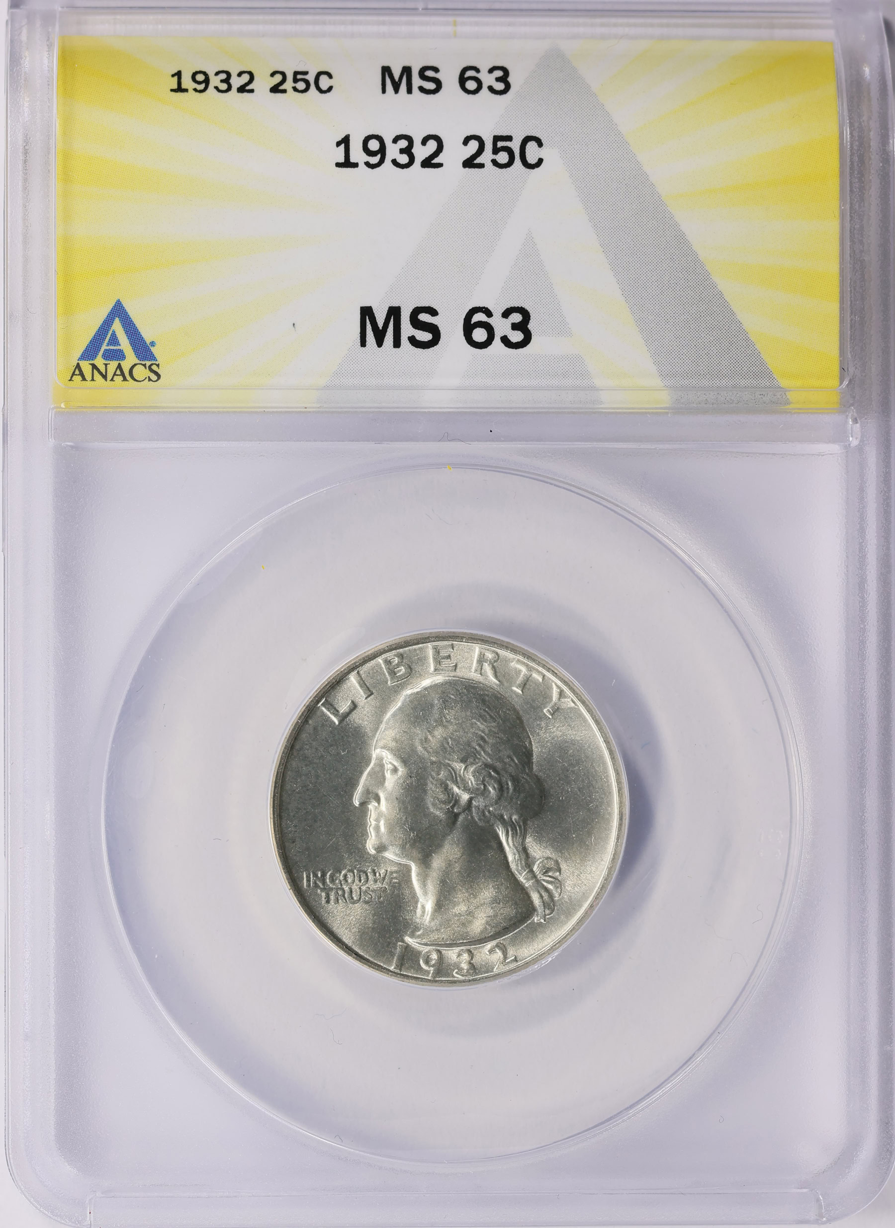 1932 Washington Quarter ANACS MS-63 (Item 1721394) | GreatCollections ...