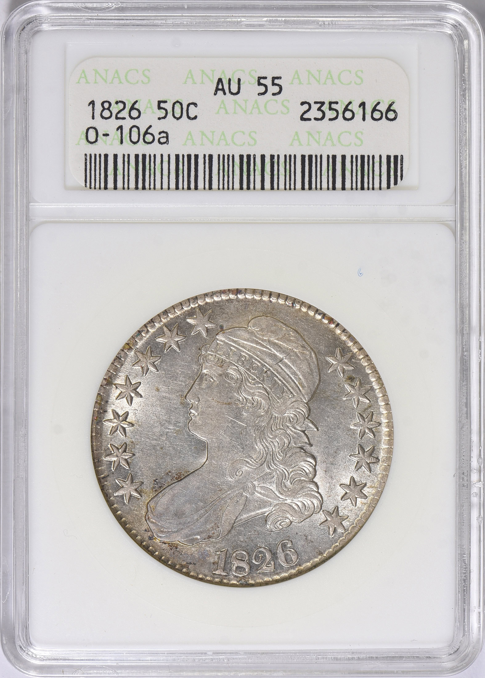 1826 Capped Bust Half Dollar Overton 106a ANACS AU-55 OH (Item 1721401) | GreatCollections Coin ...