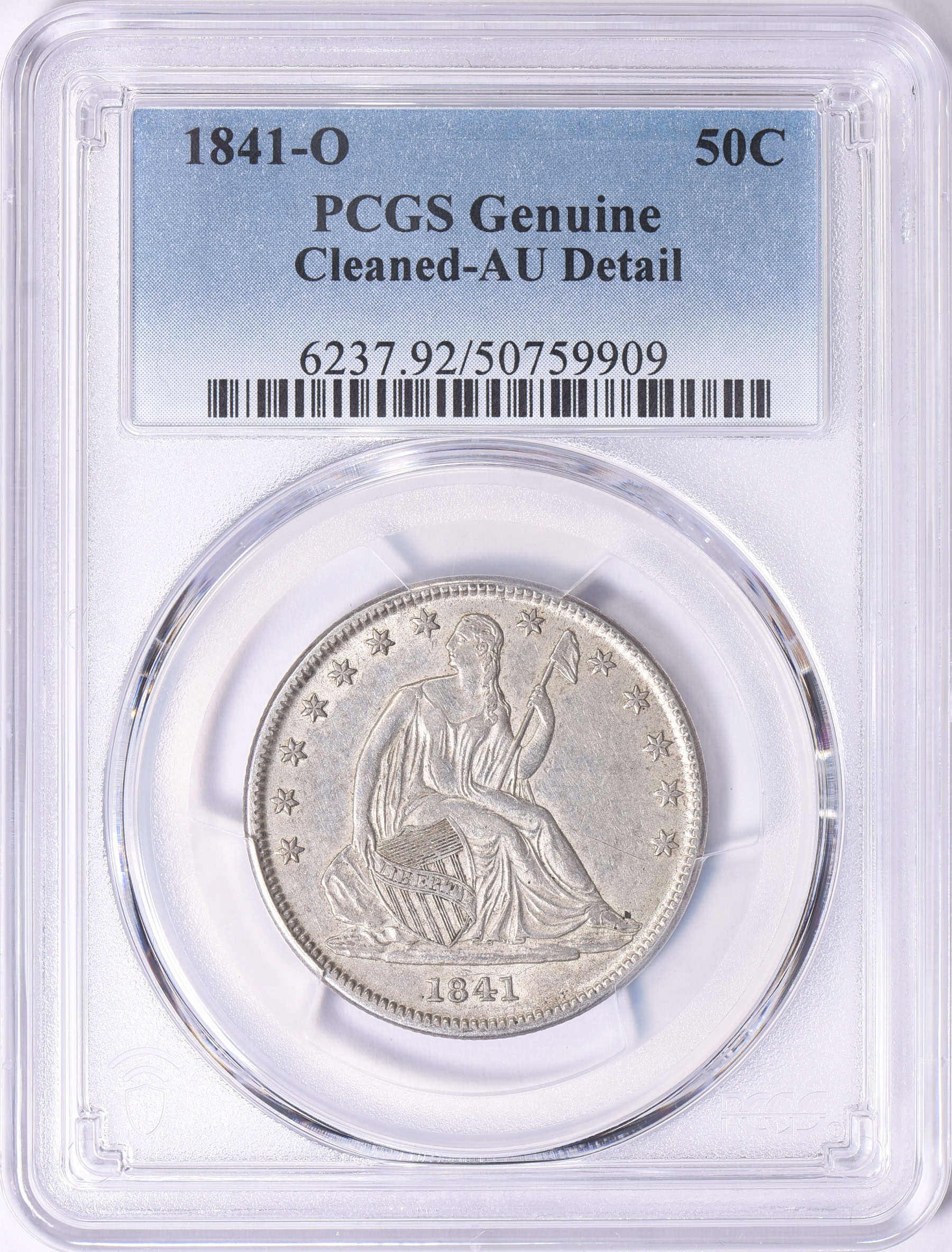 1841-O Seated Liberty Half Dollar PCGS Genuine AU Details (Item 1721513) | GreatCollections Coin ...