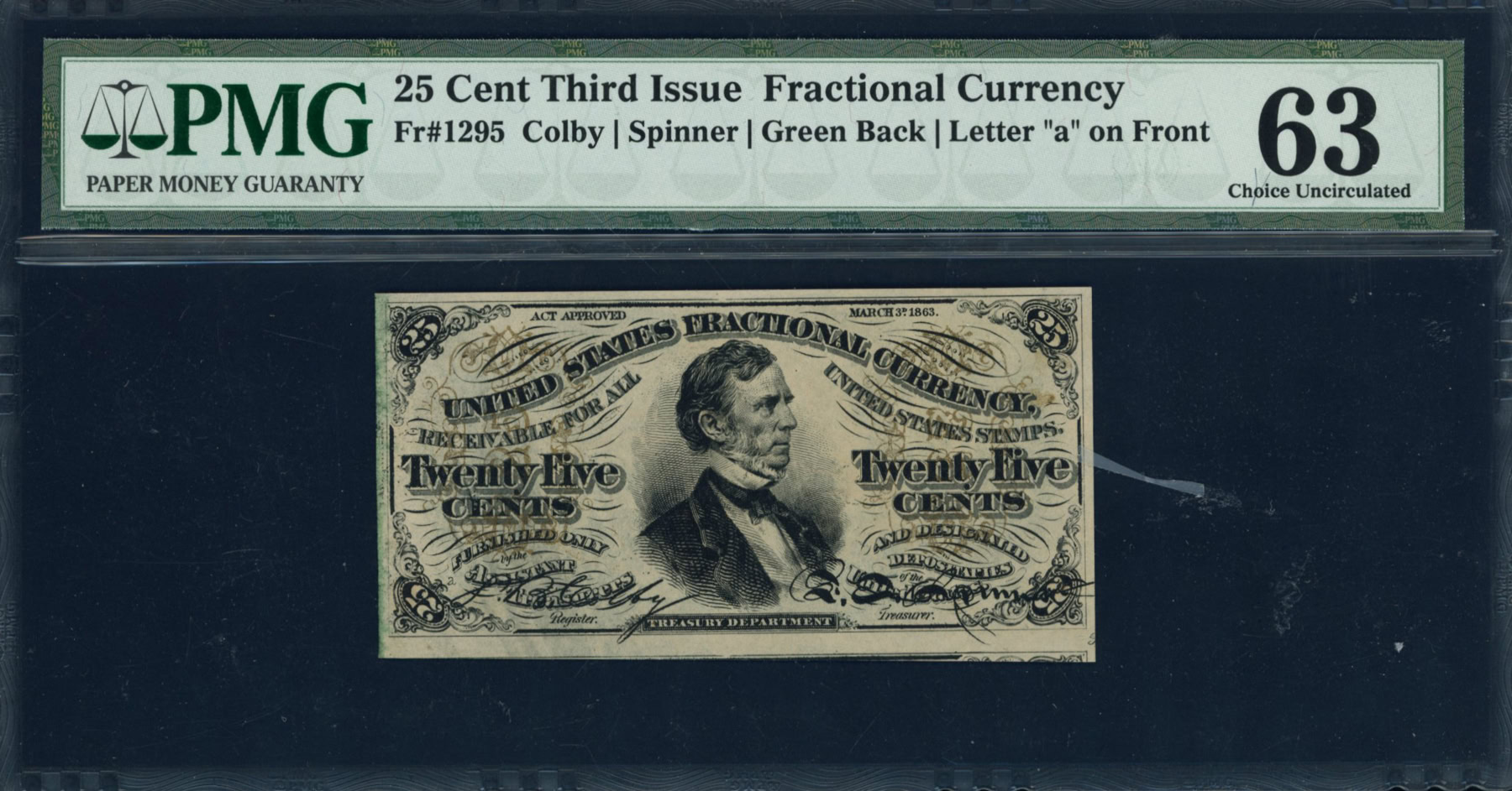 Fr. 1295 Third Issue 25 Cents Fractional Currency Note Small Design ...