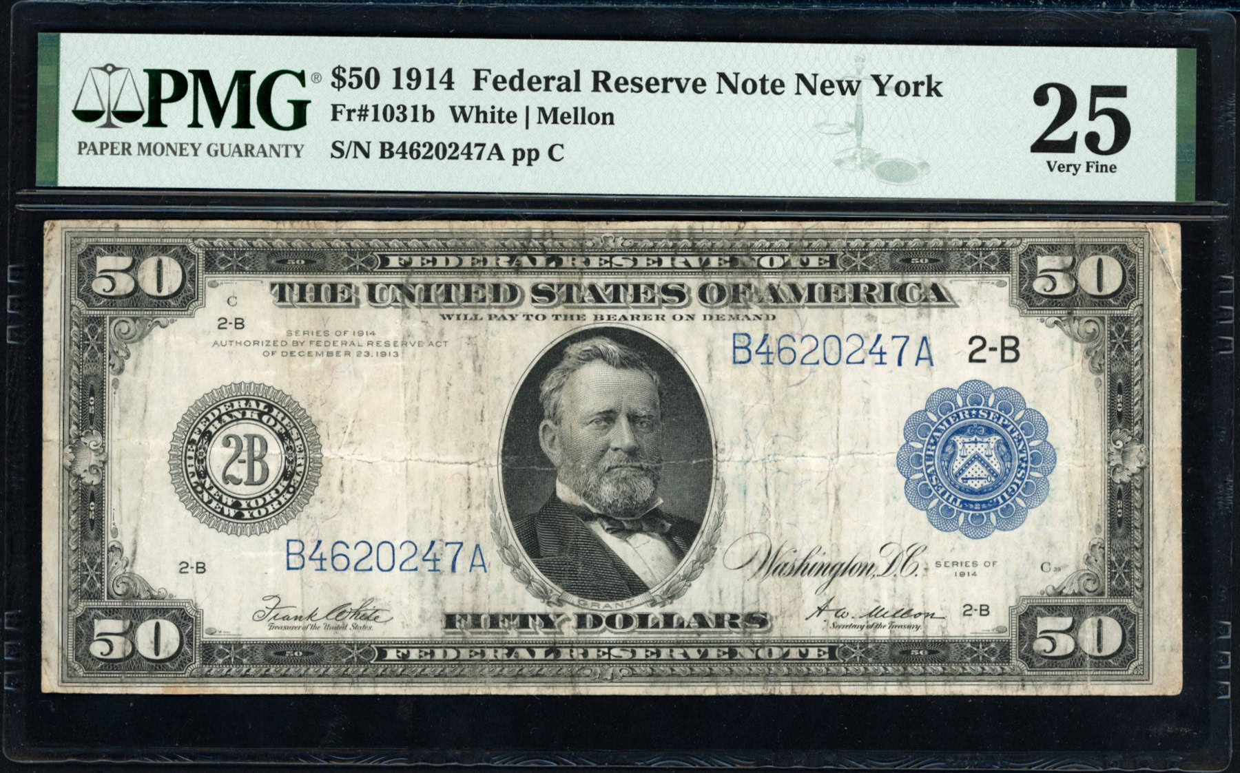 Fr. 1031b 1914 $50 New York Federal Reserve Note White / Mellon PMG ...