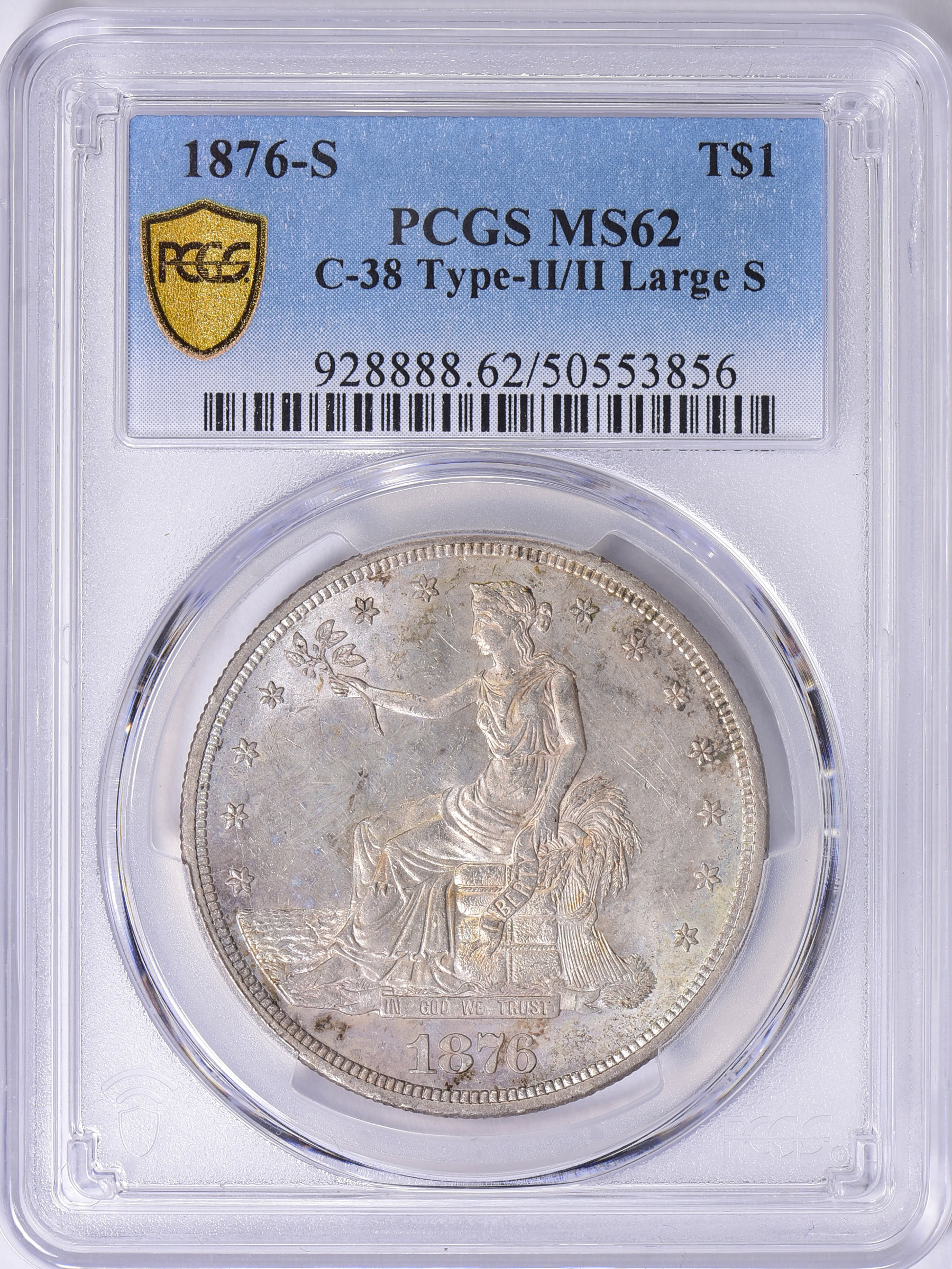 1876-S Trade Silver Dollar C-38 Type-II/II Large S PCGS MS-62 | PCGS Cert #50553856 ...