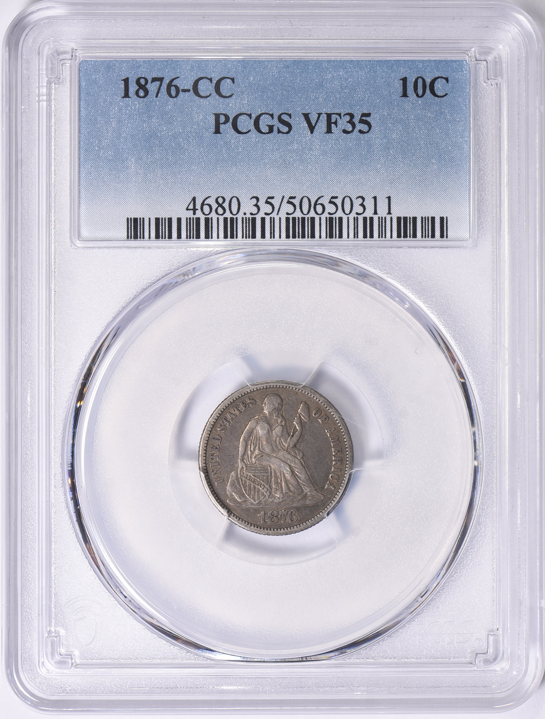 1876-CC Seated Liberty Dime PCGS VF-35 (Item 1721943) | GreatCollections Coin Auctions