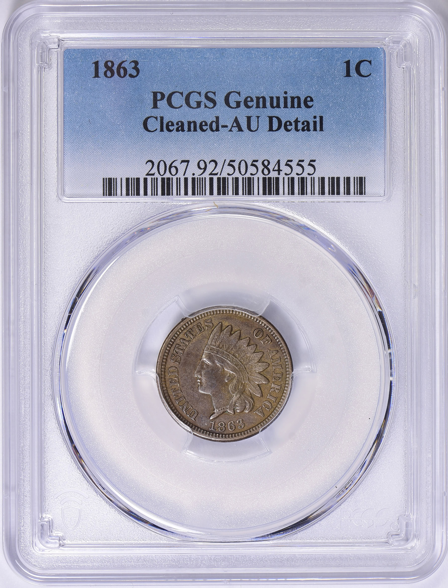 1863 Indian Cent PCGS Genuine AU Details (Item 1721970 ...