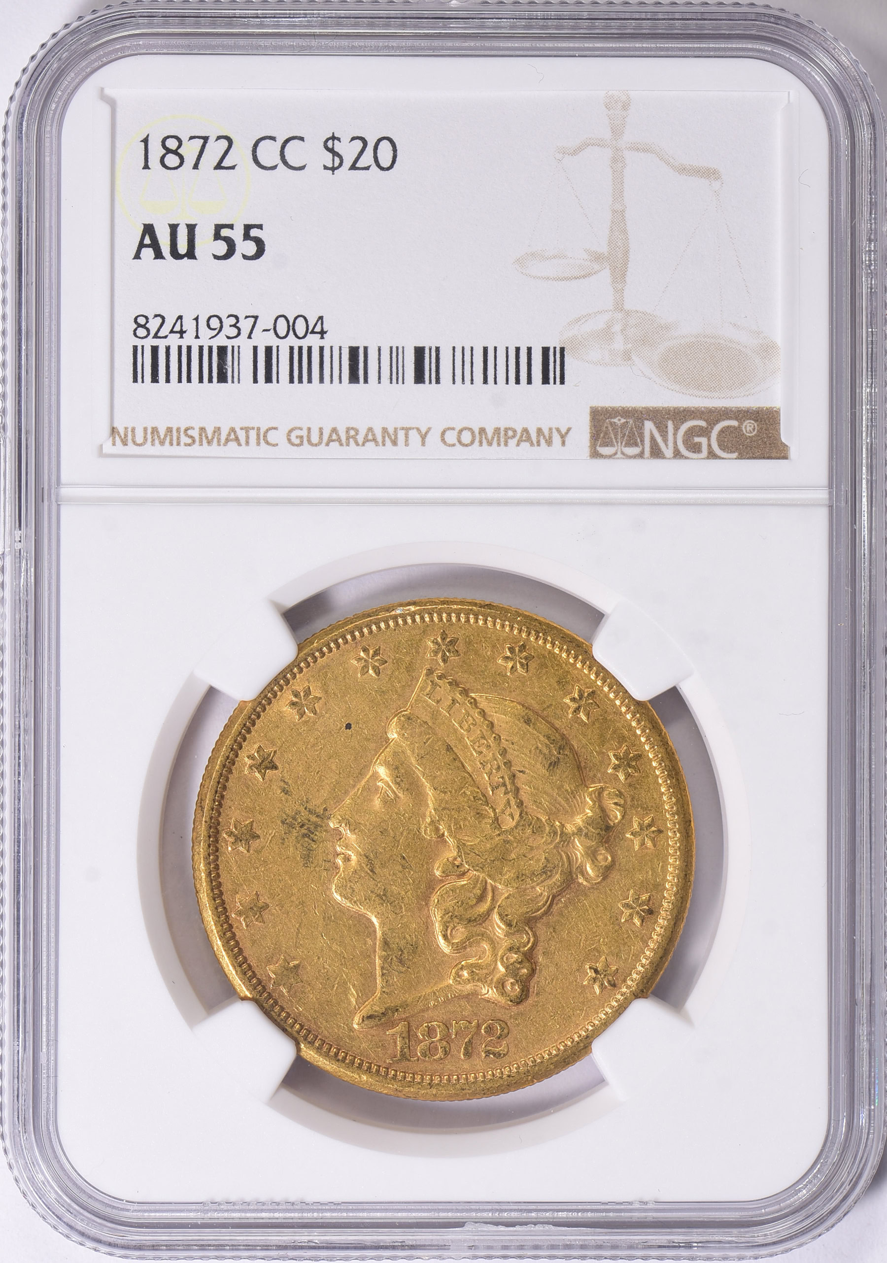 1872-CC Liberty Gold Double Eagle NGC AU-55 (Item 1721991) | GreatCollections Coin Auctions