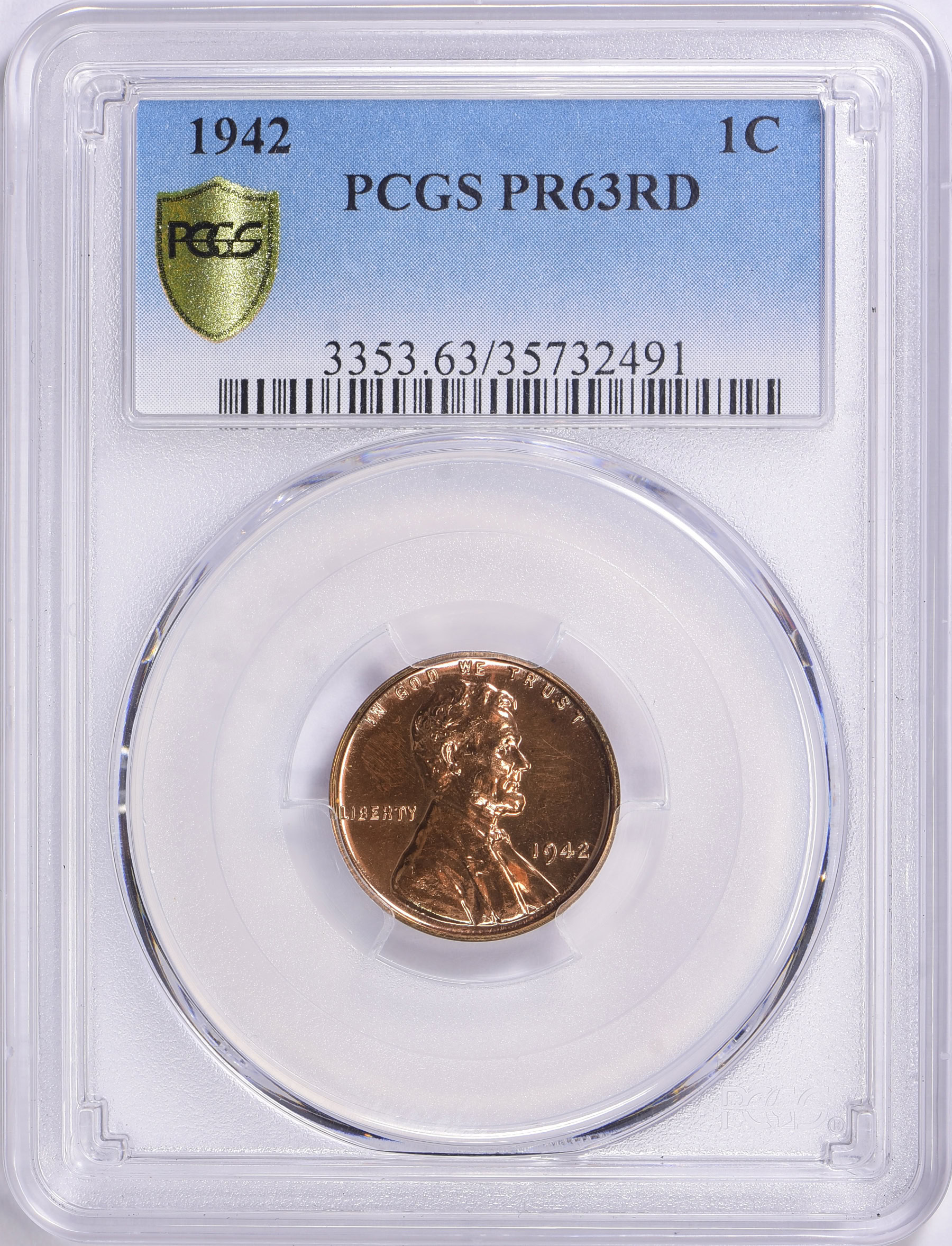 1942 Lincoln Cent PCGS Proof-63 RD (Item 1722026) | GreatCollections Coin Auctions