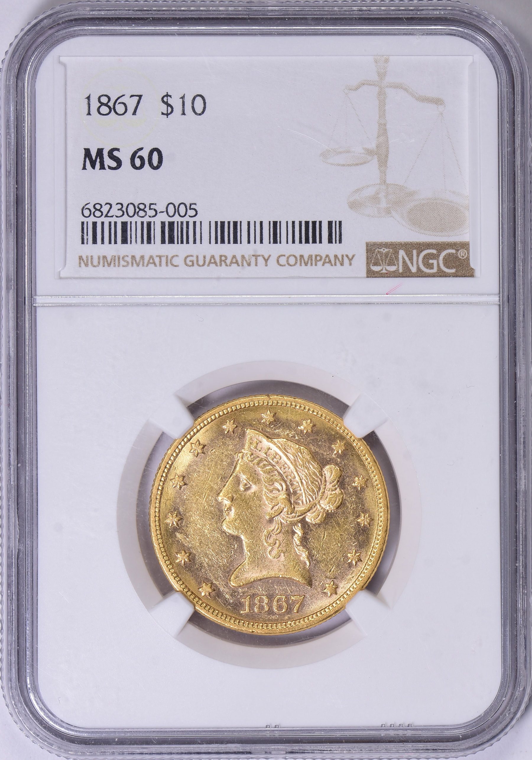 1867 Liberty Gold Eagle NGC MS-60 (Item 1722082) | GreatCollections Coin Auctions