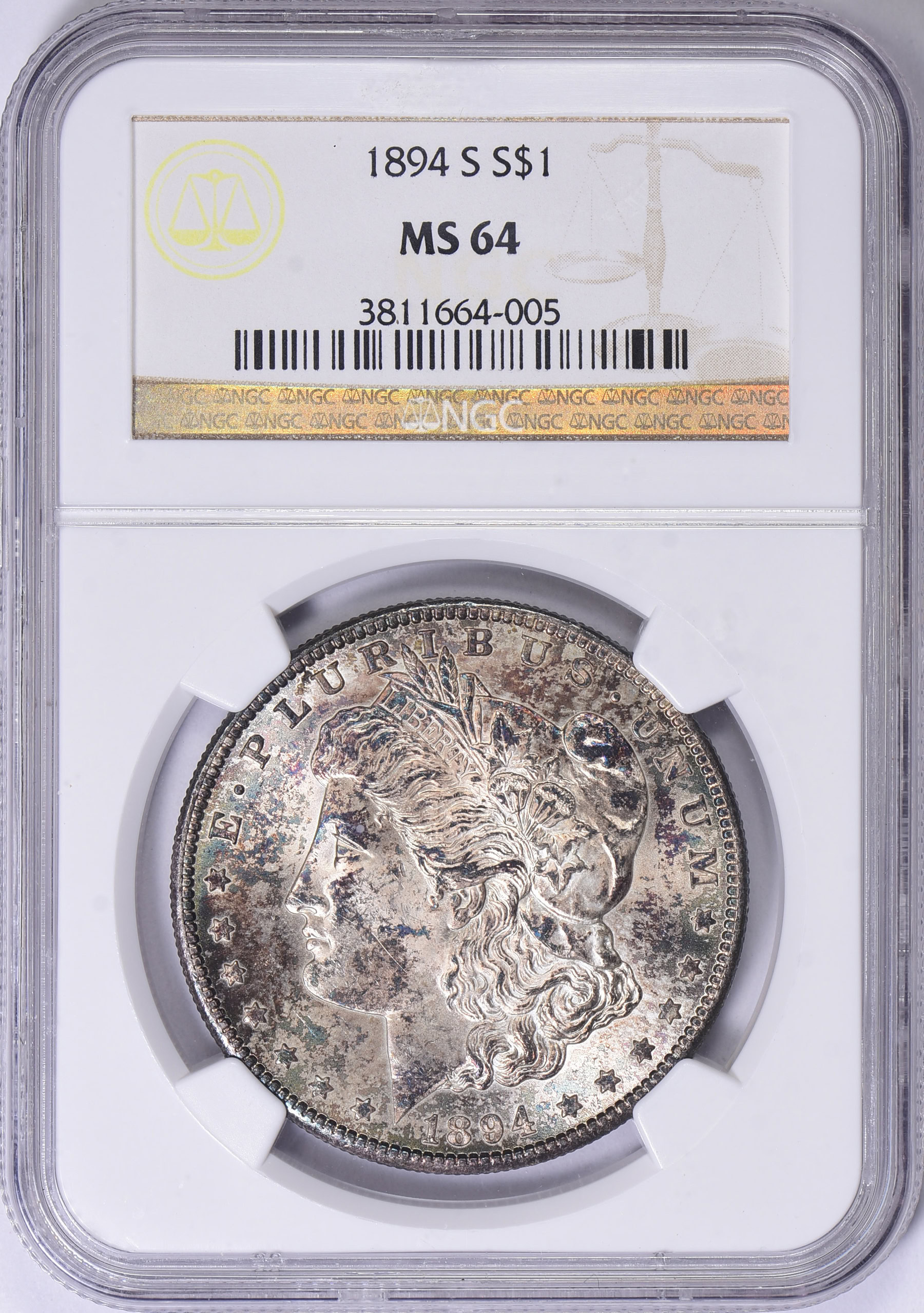 1894-S Morgan Silver Dollar NGC MS-64 (Toned) (Item 1722098) | GreatCollections Coin Auctions