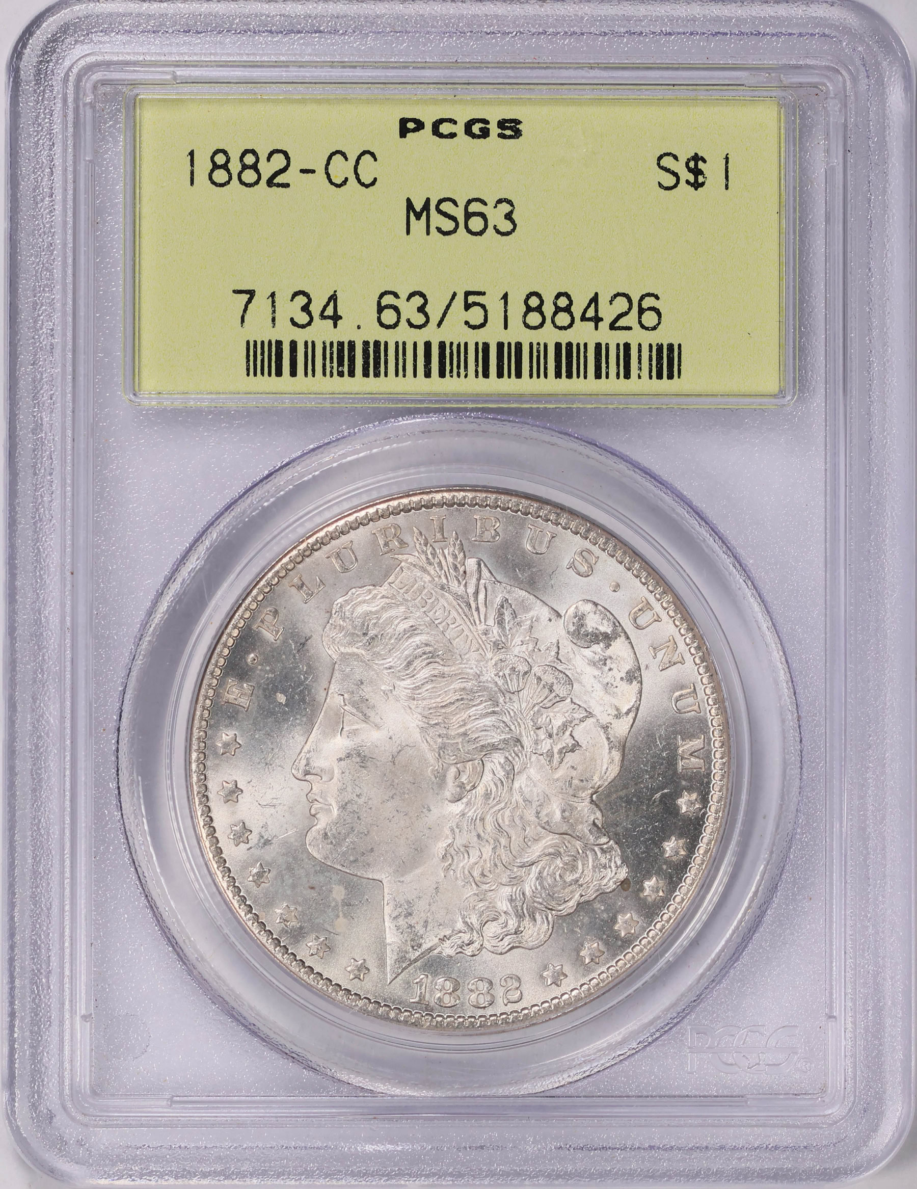 1882-CC Morgan Silver Dollar PCGS MS-63 OGH (Item 1722143) | GreatCollections Coin Auctions