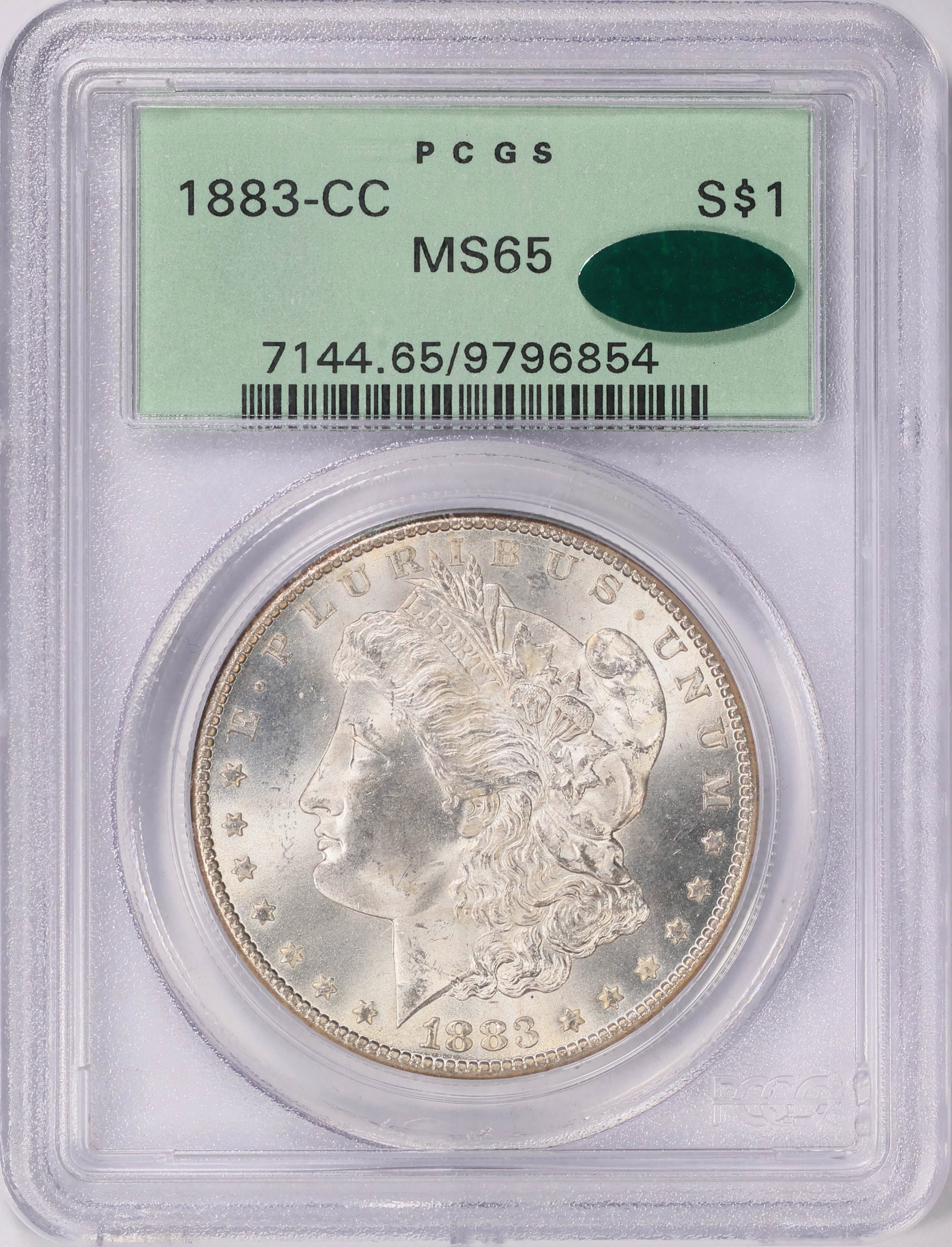1883-CC Morgan Silver Dollar PCGS MS-65 (CAC Green) OGH (Item 1722153) | GreatCollections Coin ...
