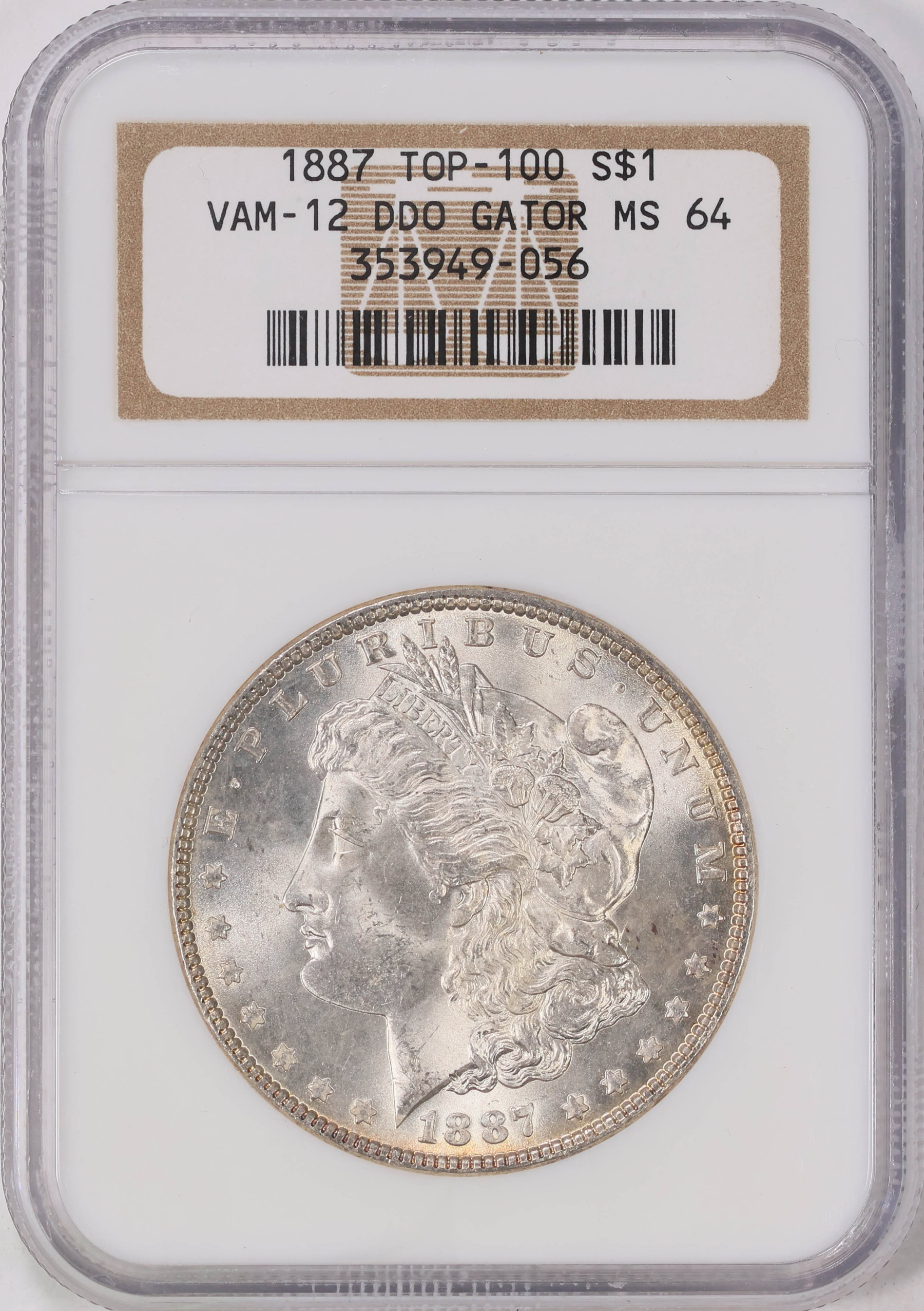 1887 Morgan Silver Dollar DDO Alligator Eye VAM-12 Top 100 NGC MS-64 ...