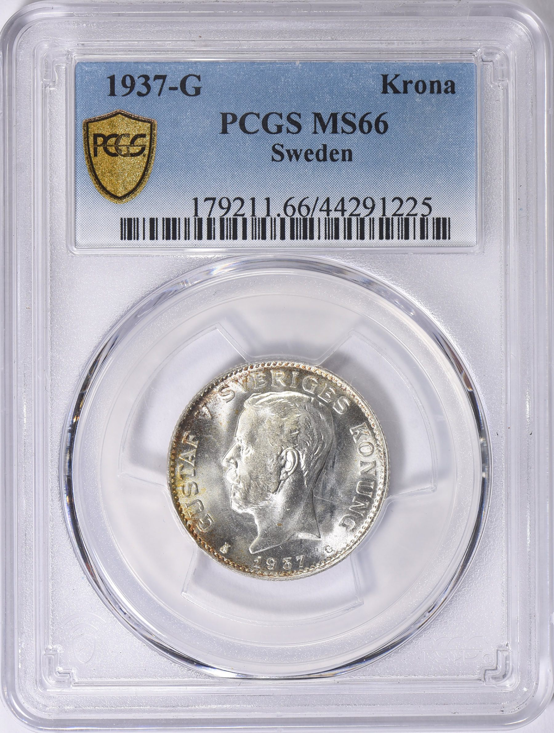 Sweden 1937-G Silver Krona KM-786.2 PCGS MS-66 (Item 1722256) | GreatCollections Coin Auctions