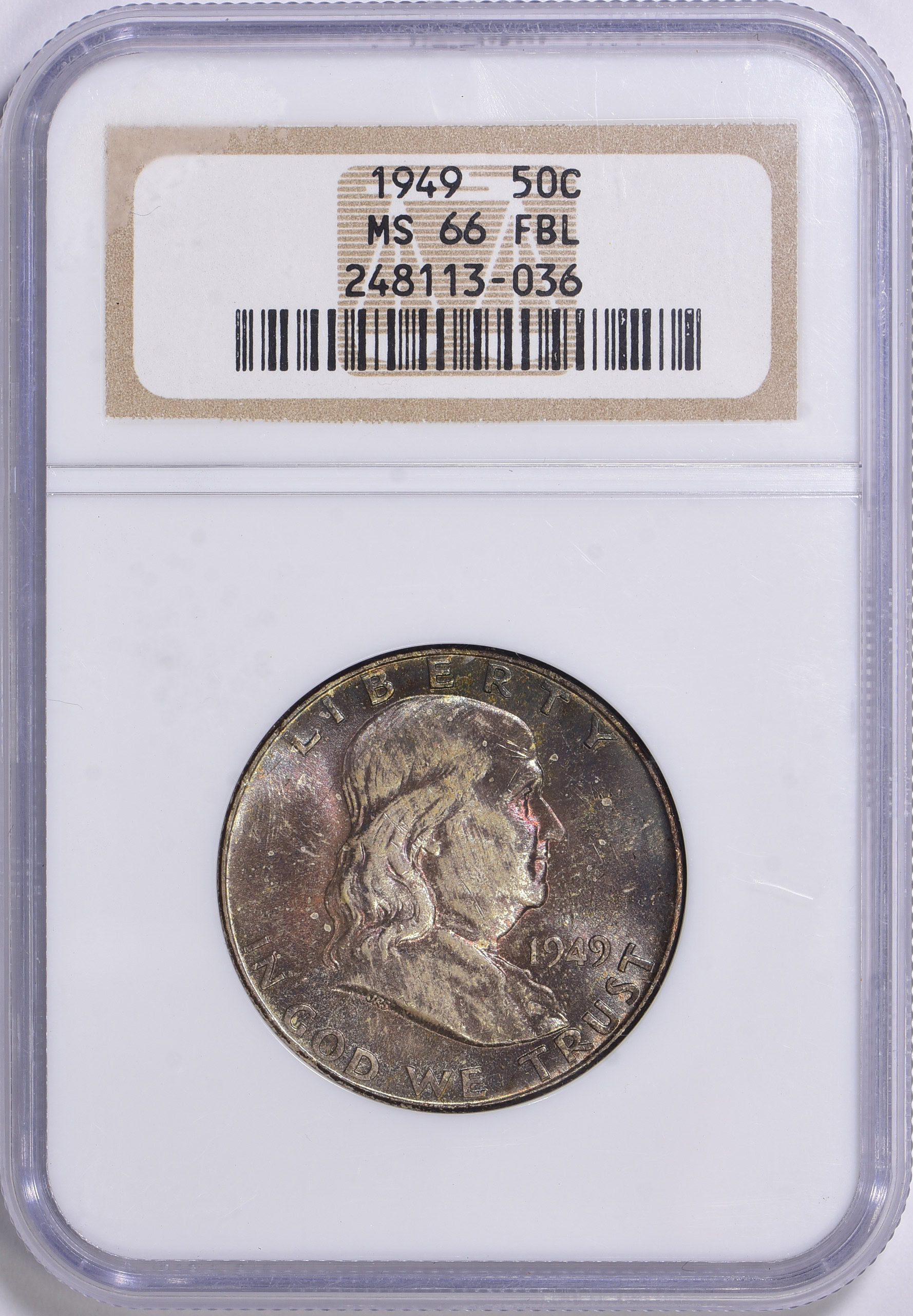 1949 Franklin Half Dollar NGC MS-66 FBL (Toned) (Item 1722371 ...
