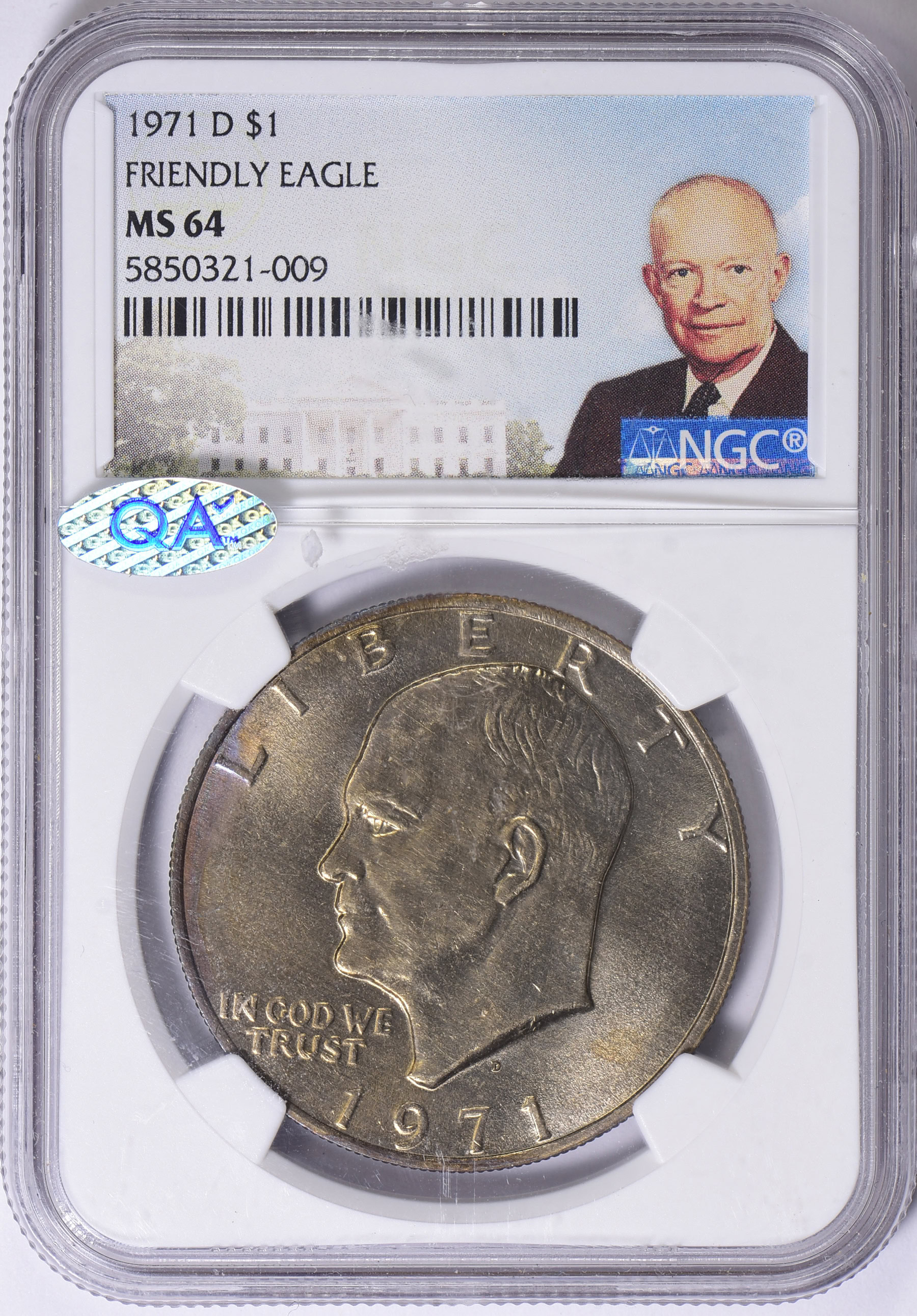 1971-D Eisenhower Dollar Friendly Eagle FS-901 NGC MS-64 (QA ...