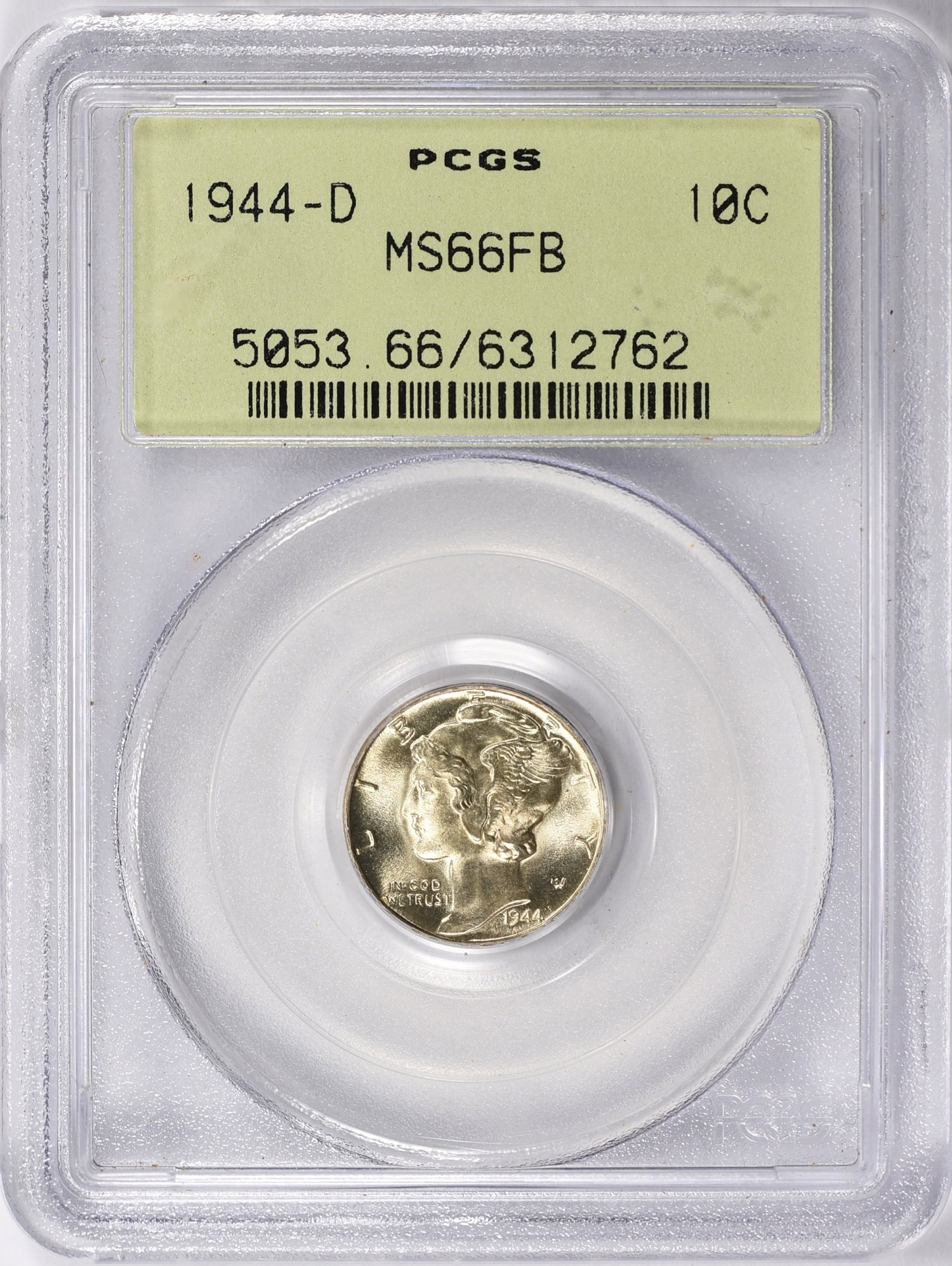 1944-D Mercury Dime PCGS MS-66 FB OGH (Item 1722522) | GreatCollections Coin Auctions