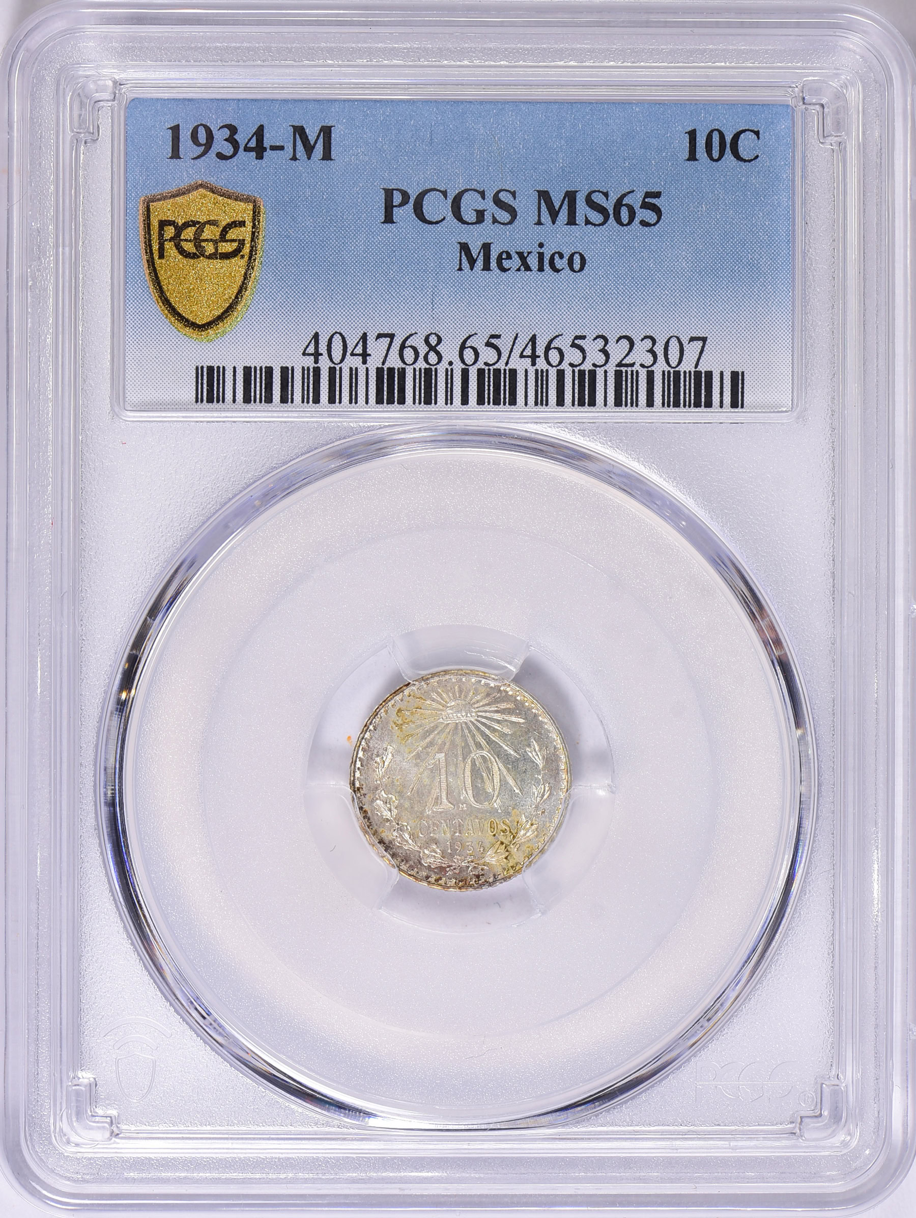 Mexico 1934-M Silver 10 Centavos KM-431 PCGS MS-65 (Item 1722554 ...