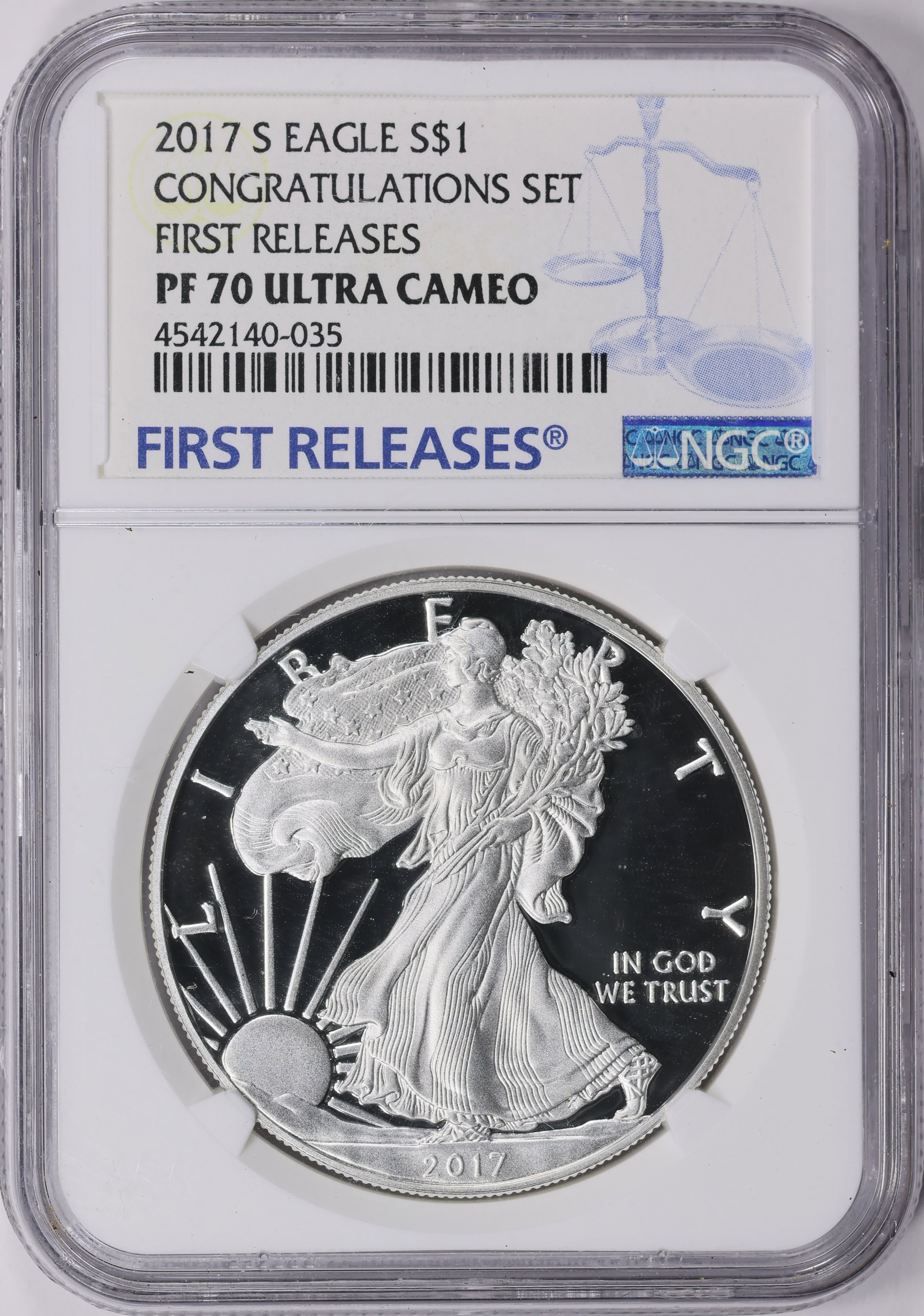 2017-S $1 Silver Eagle First Releases From the Congratulations Set NGC Proof-70 UC (Item 1722600 ...