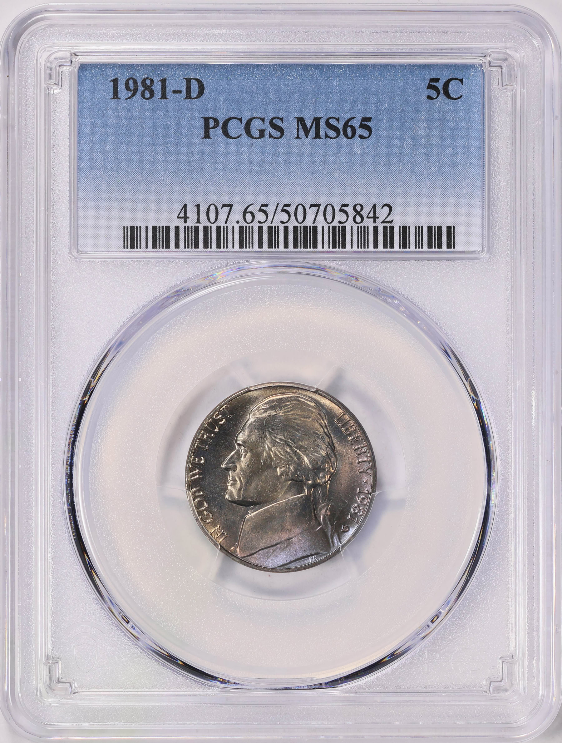 1981-D Jefferson Nickel PCGS MS-65 (Toned) (Item 1722638) | GreatCollections Coin Auctions