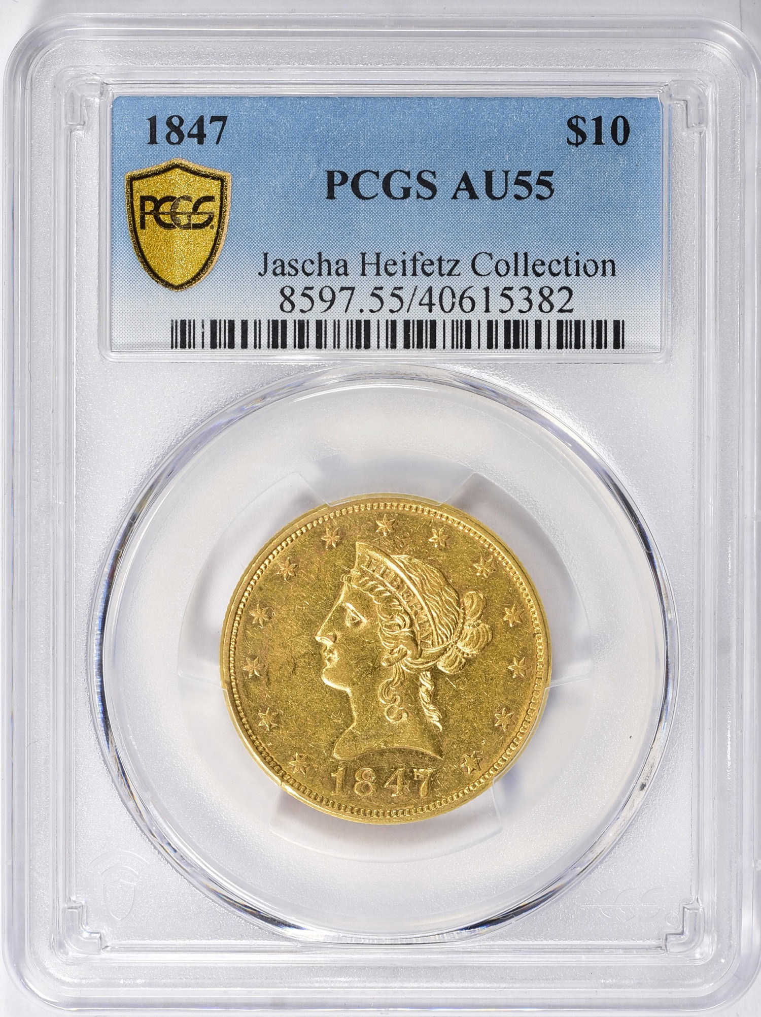 1847 Liberty Gold Eagle PCGS AU-55 (Jascha Heifetz Collection) (Item 1722682) | GreatCollections ...