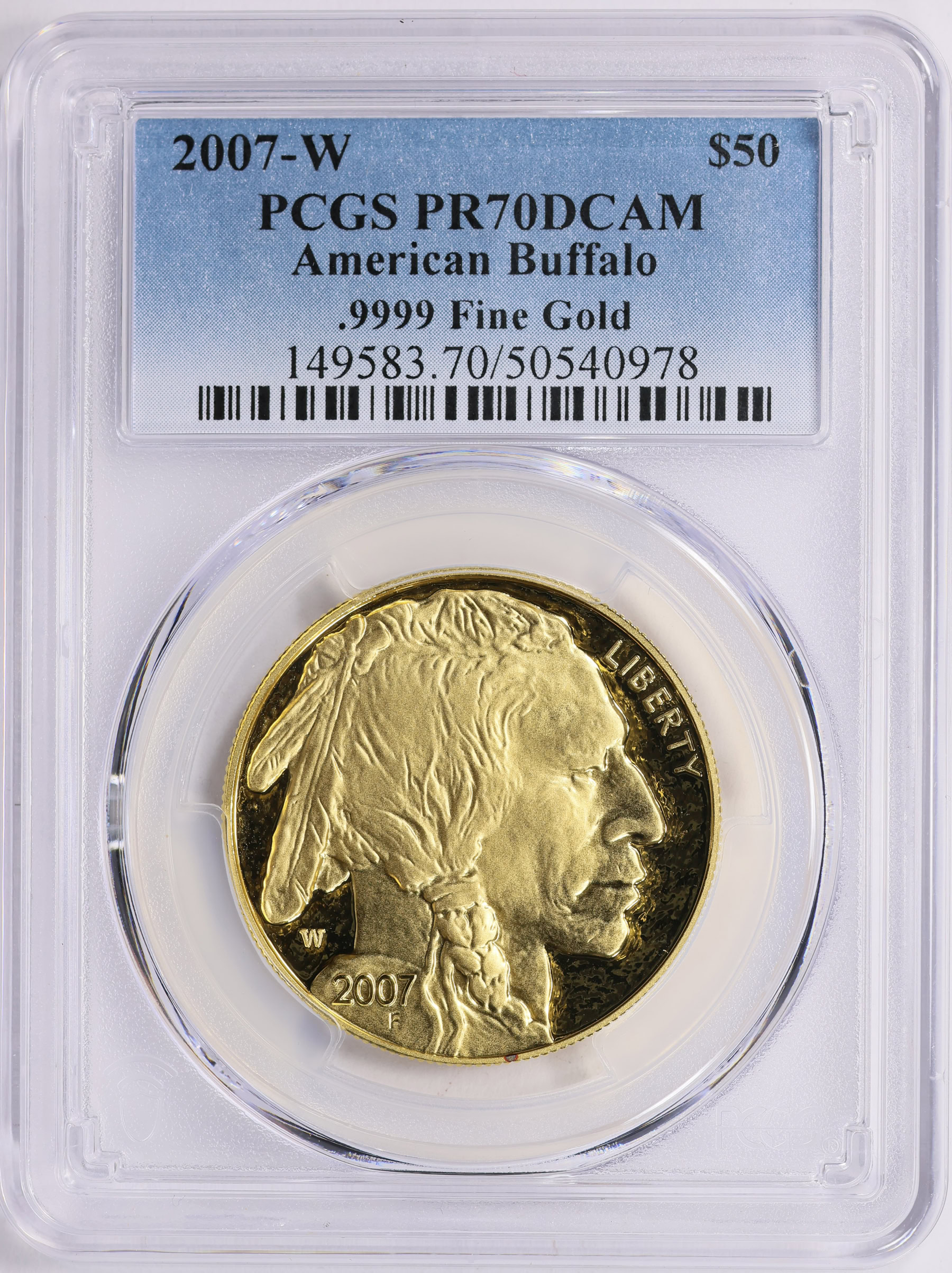 2007-W $50 One-Ounce Gold American Buffalo PCGS Proof-70 DCAM (Item 1722692) | GreatCollections ...
