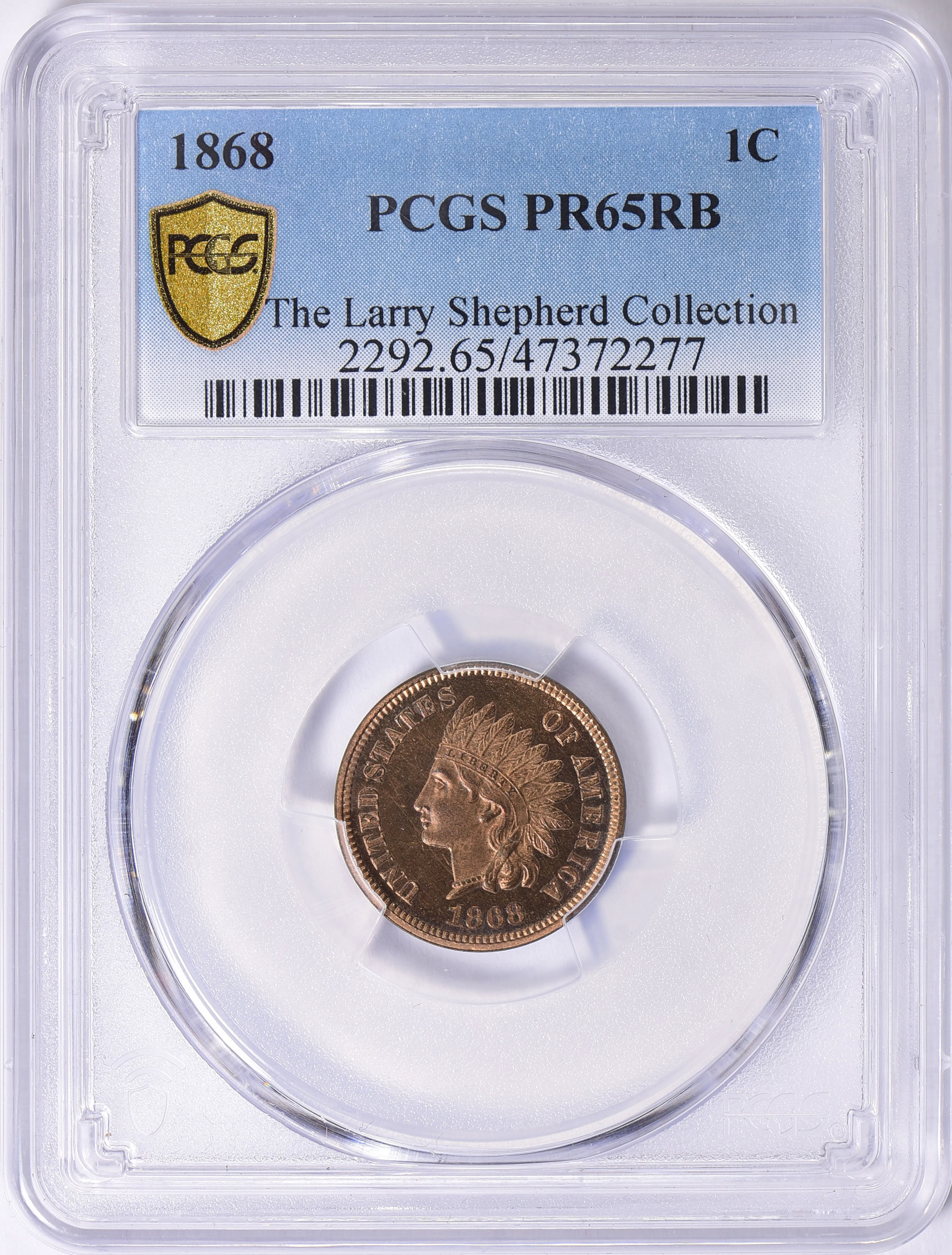 1868 Indian Cent PCGS Proof-65 RB (The Larry Shepherd Collection) (Item ...