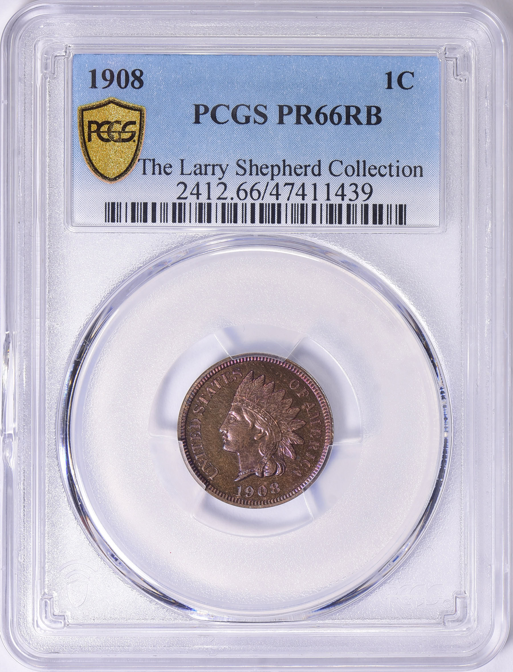 1908 Indian Cent PCGS Proof-66 RB (The Larry Shepherd Collection ...