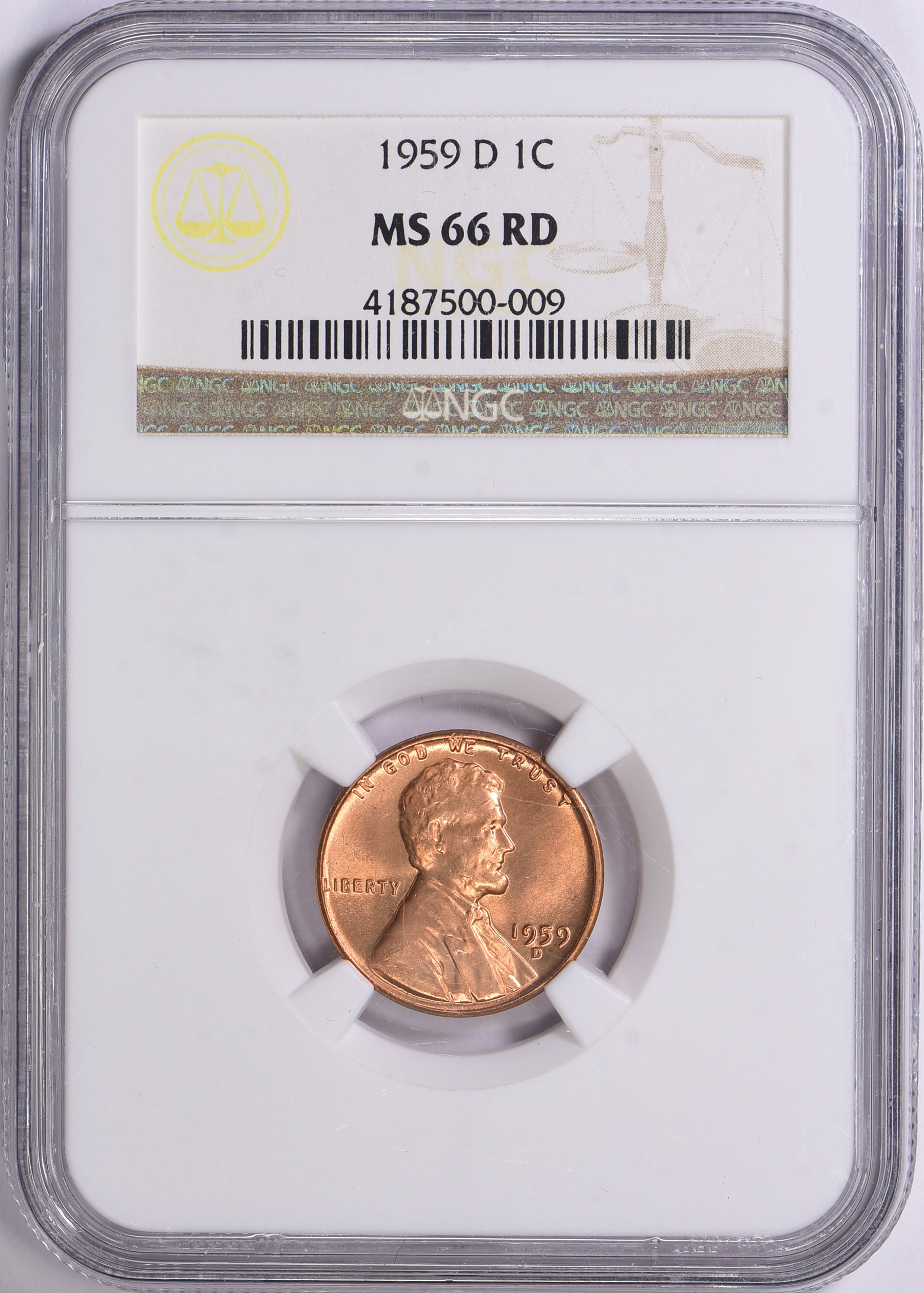 1959-D Lincoln Cent NGC MS-66 RD (Item 1722772) | GreatCollections Coin Auctions