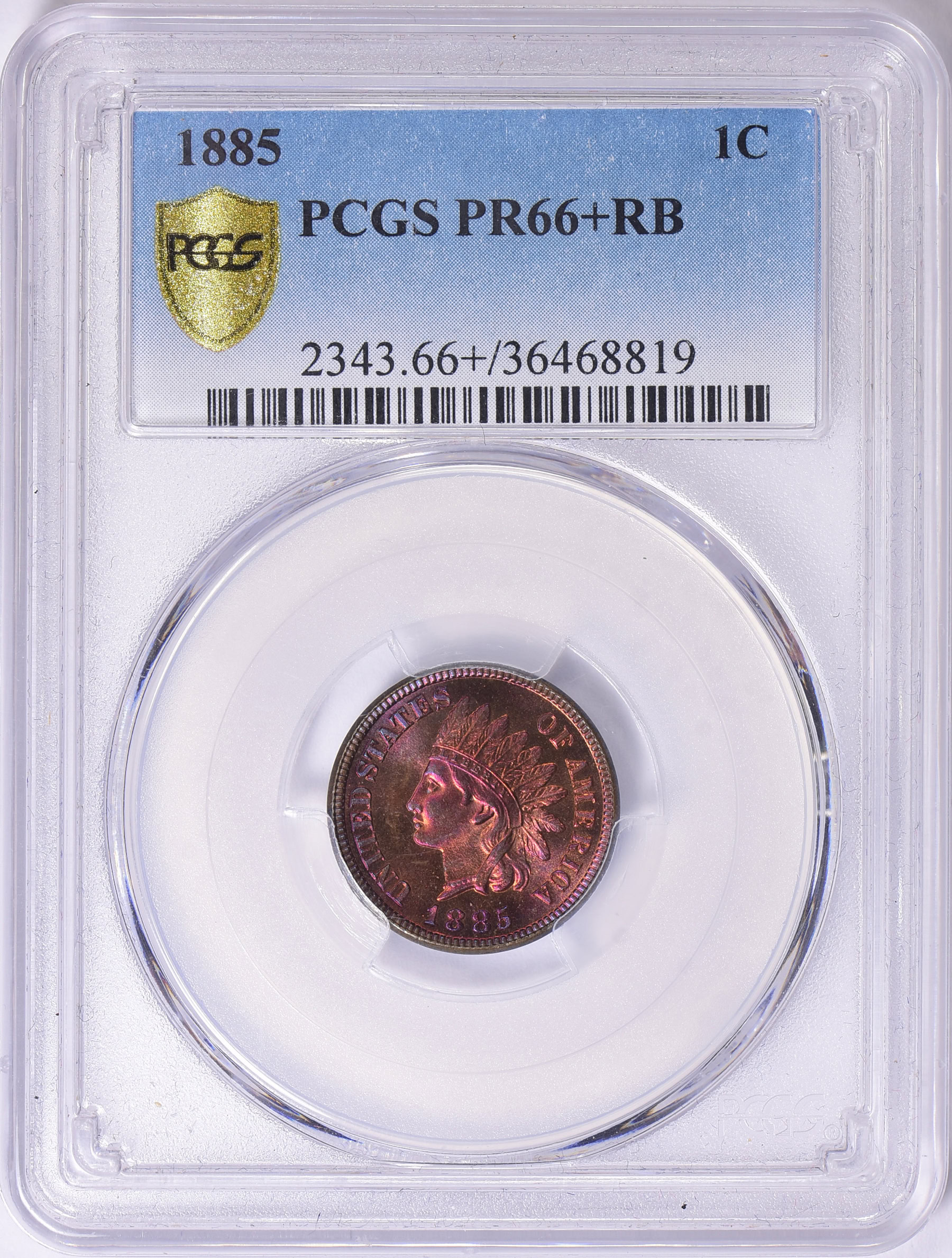 1885 Indian Cent PCGS Proof-66+ RB (Toned) (Item 1722793) | GreatCollections Coin Auctions