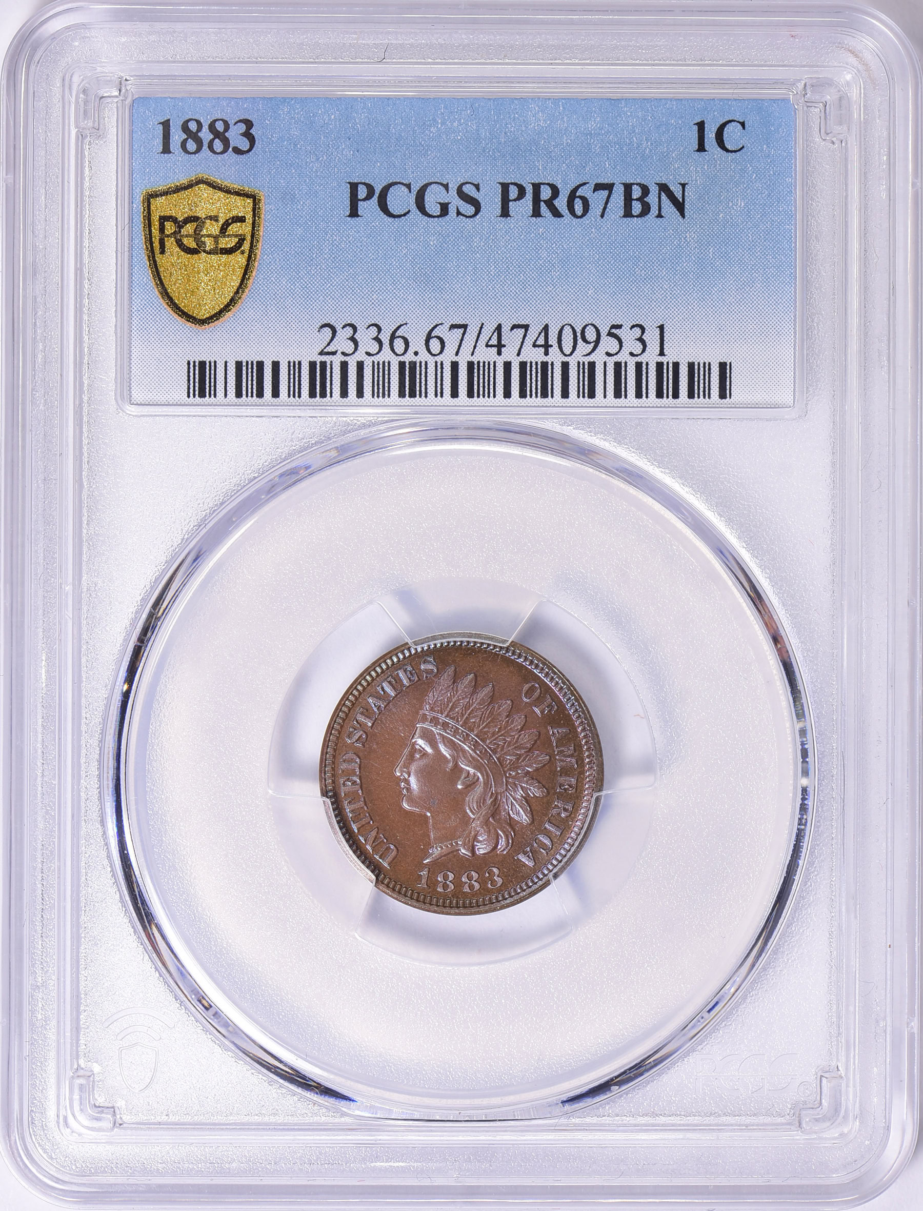 1883 Indian Cent PCGS Proof-67 BN (Toned) (Item 1722795) | GreatCollections Coin Auctions