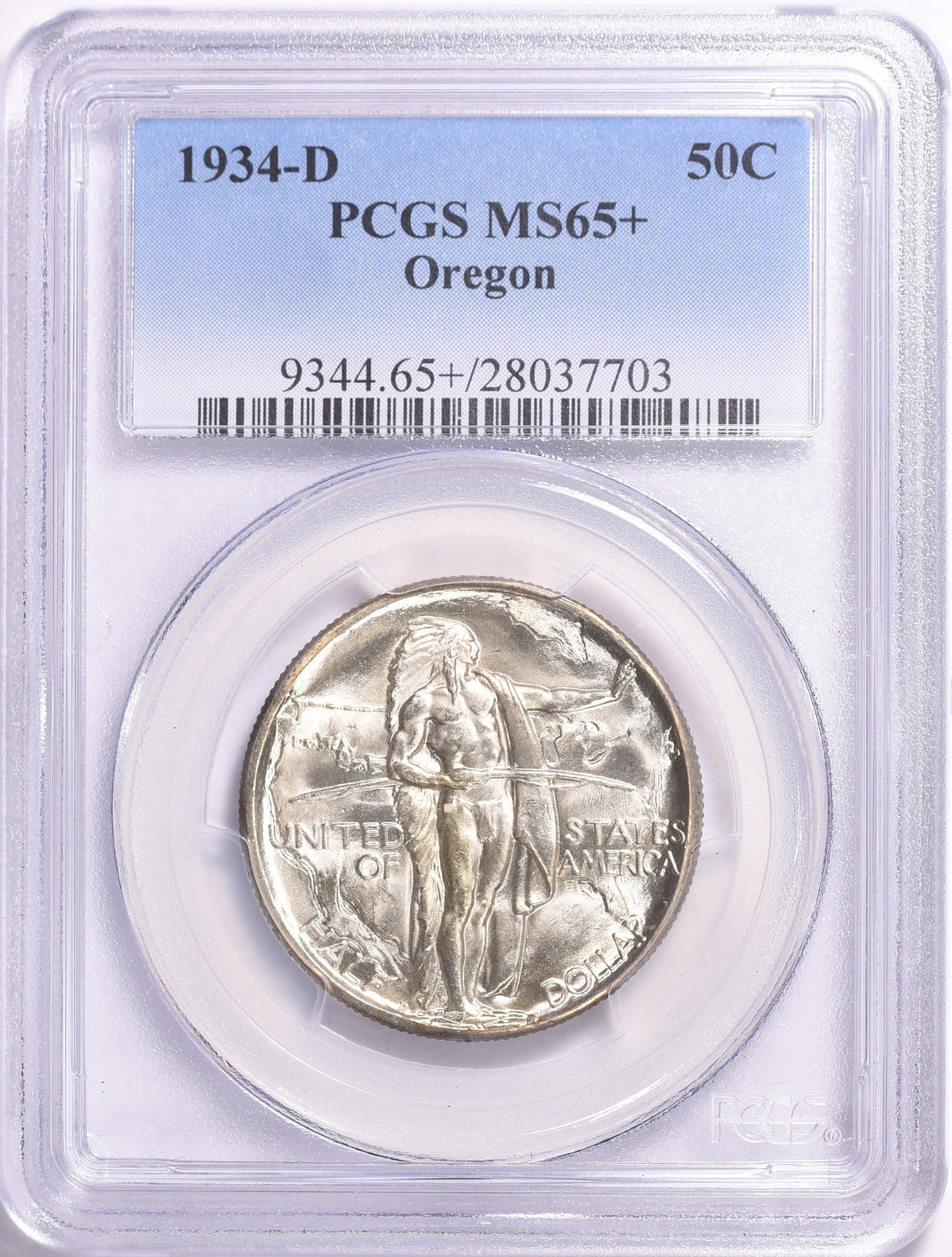 1934-D Oregon Trail Memorial Half Dollar PCGS MS-65+ (Item 1722804) | GreatCollections Coin Auctions
