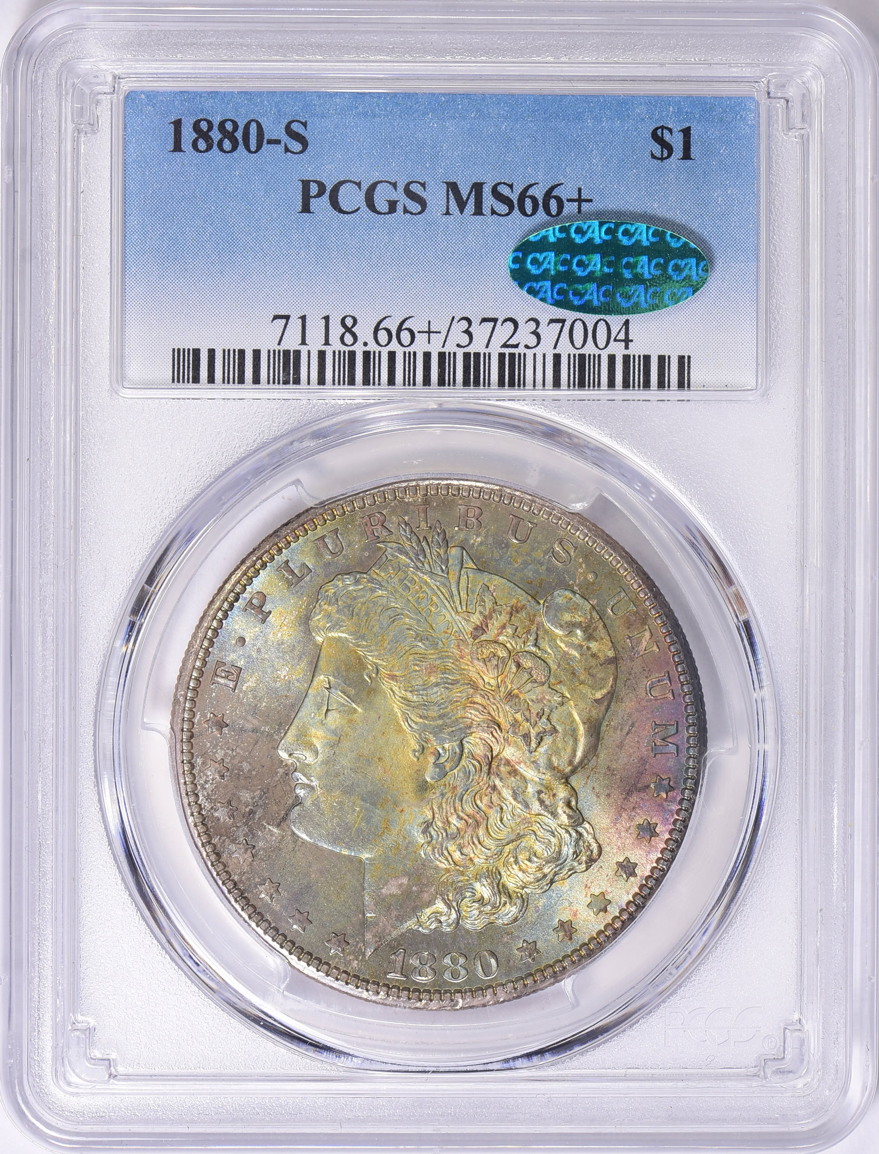 1880-S Morgan Silver Dollar PCGS MS-66+ (CAC Green) (Toned) (Item 1722866) | GreatCollections ...